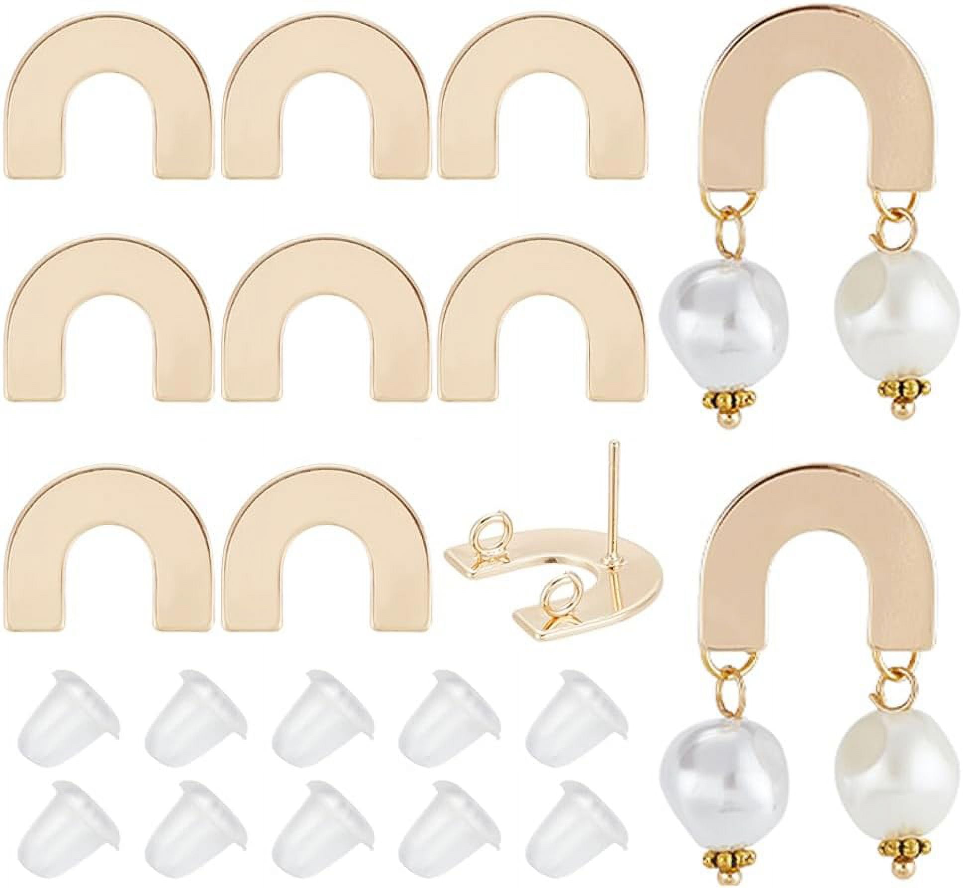 10Pcs 18K Gold Plated Arch Brass Stud Earring Findings with Vertical ...