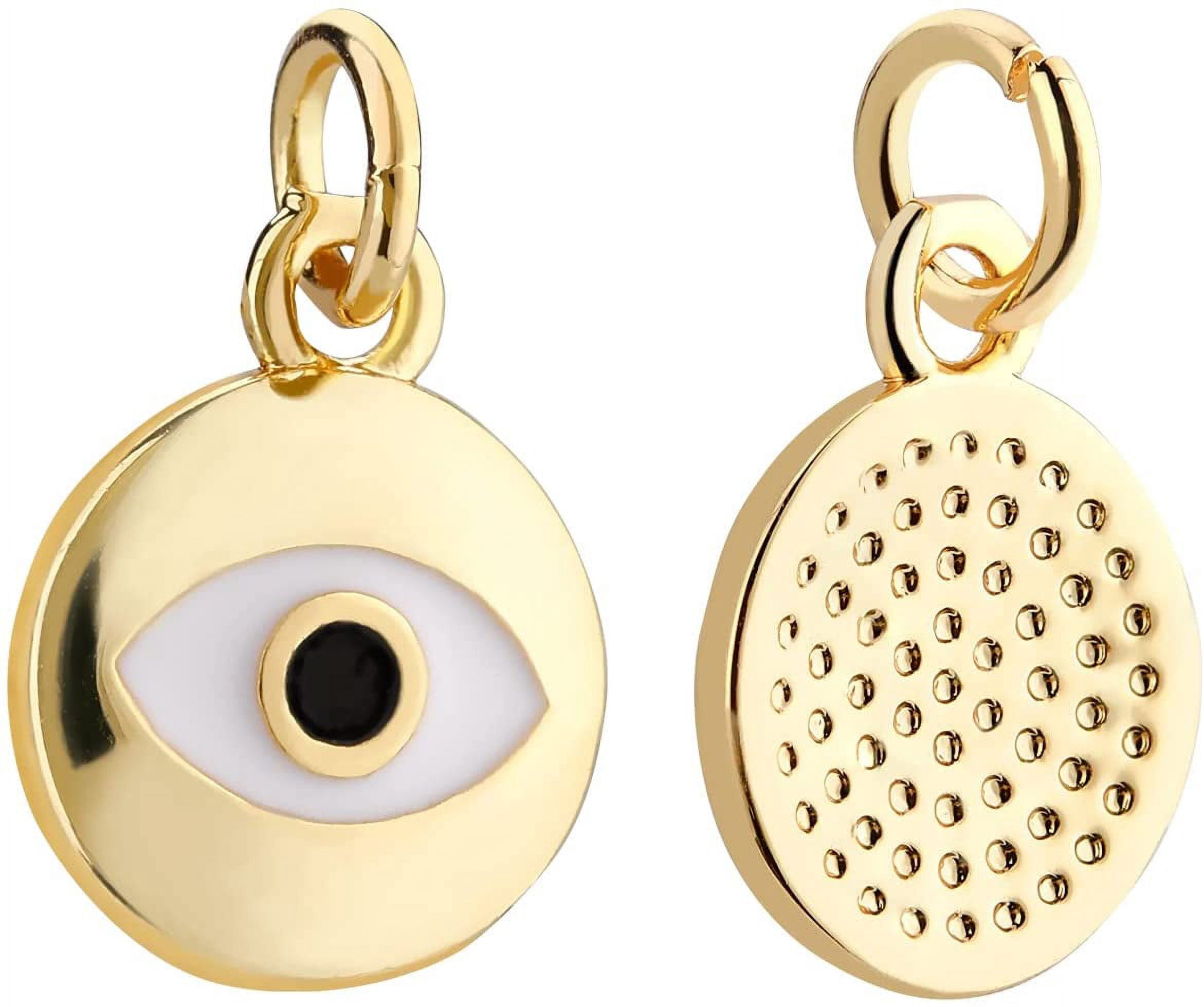 10Pcs 18K Gold Plated Enamel Charms Flat Round Pendants with Jump Rings ...
