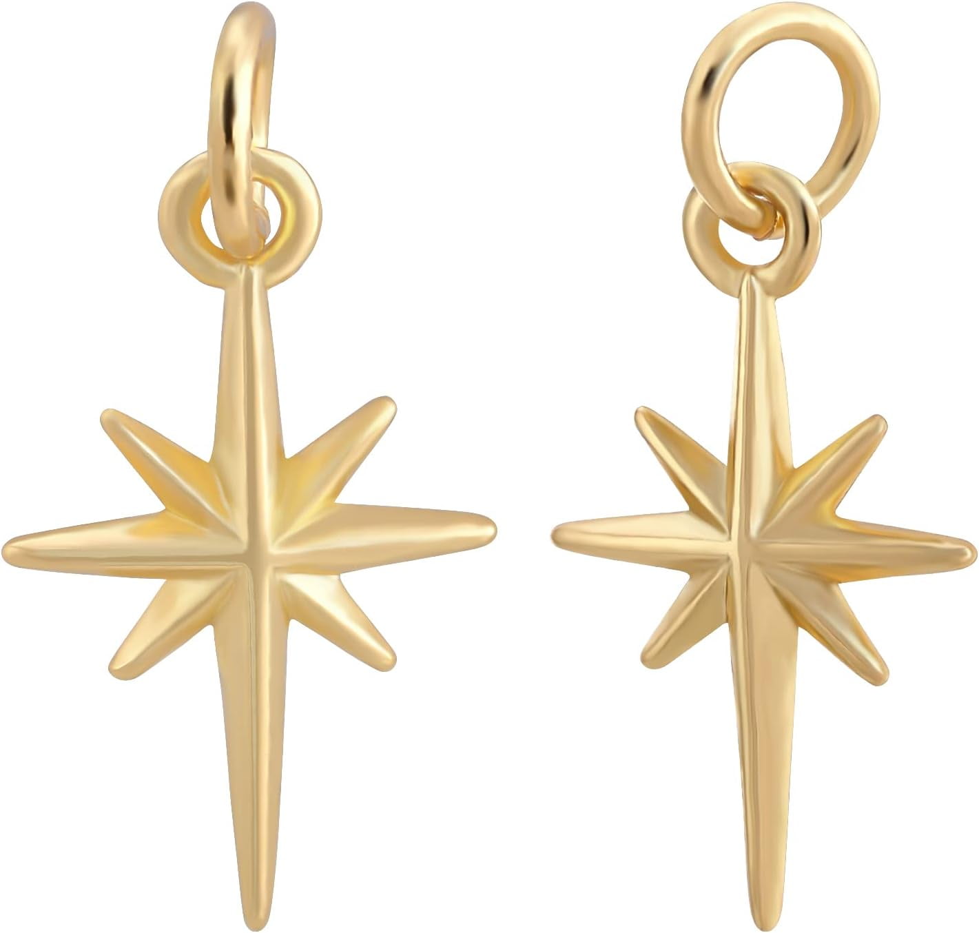 10Pcs 18K Gold Plated Star Brass Pendants with Jump Rings Metal Lucky ...