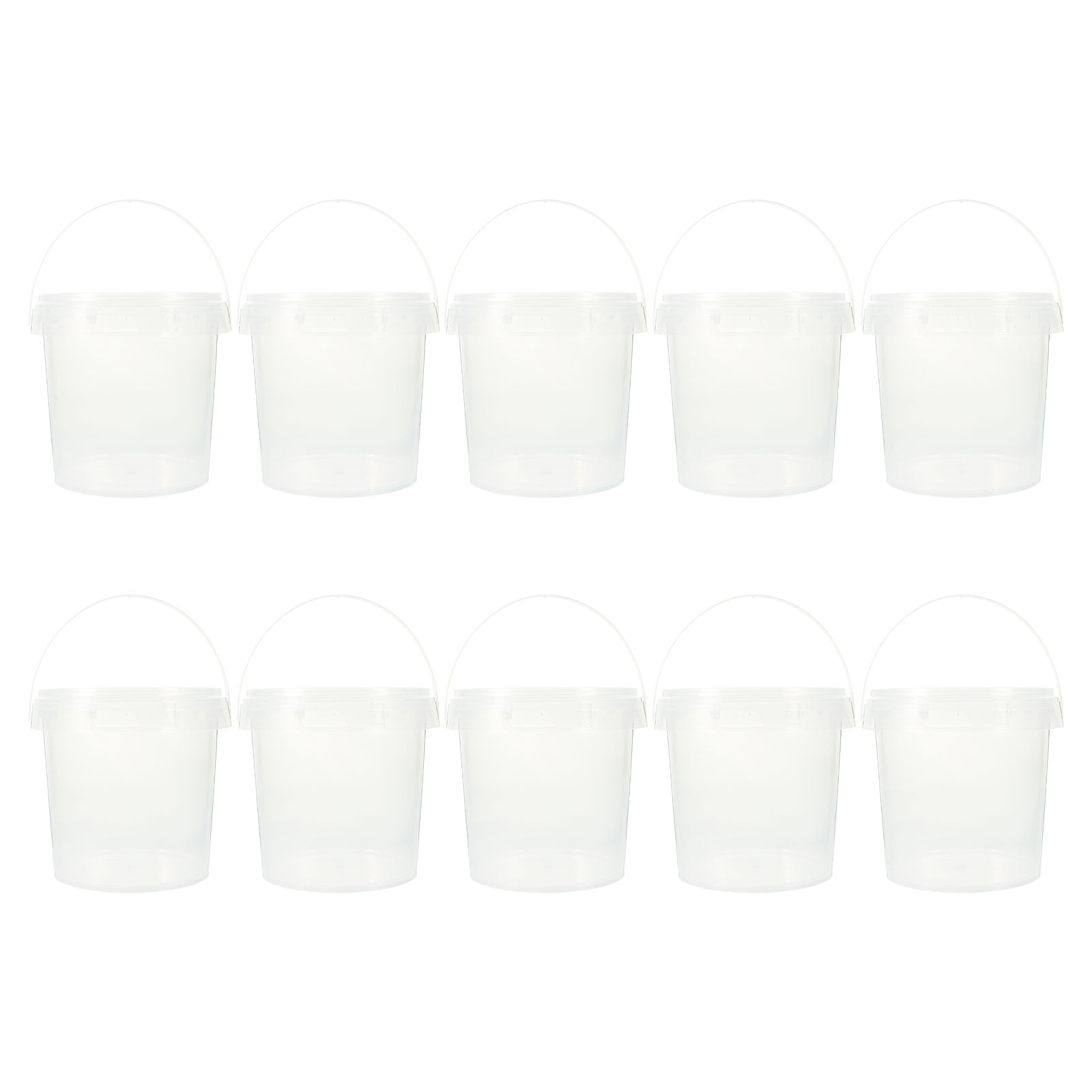 10Pcs 1L Clear Plastic Ice Cream Buckets with Lids - Reusable Food ...