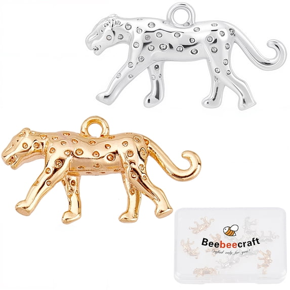 10Pcs 2 Color Leopard Cheetah Charms Small 18K Gold & Platinum Plated ...