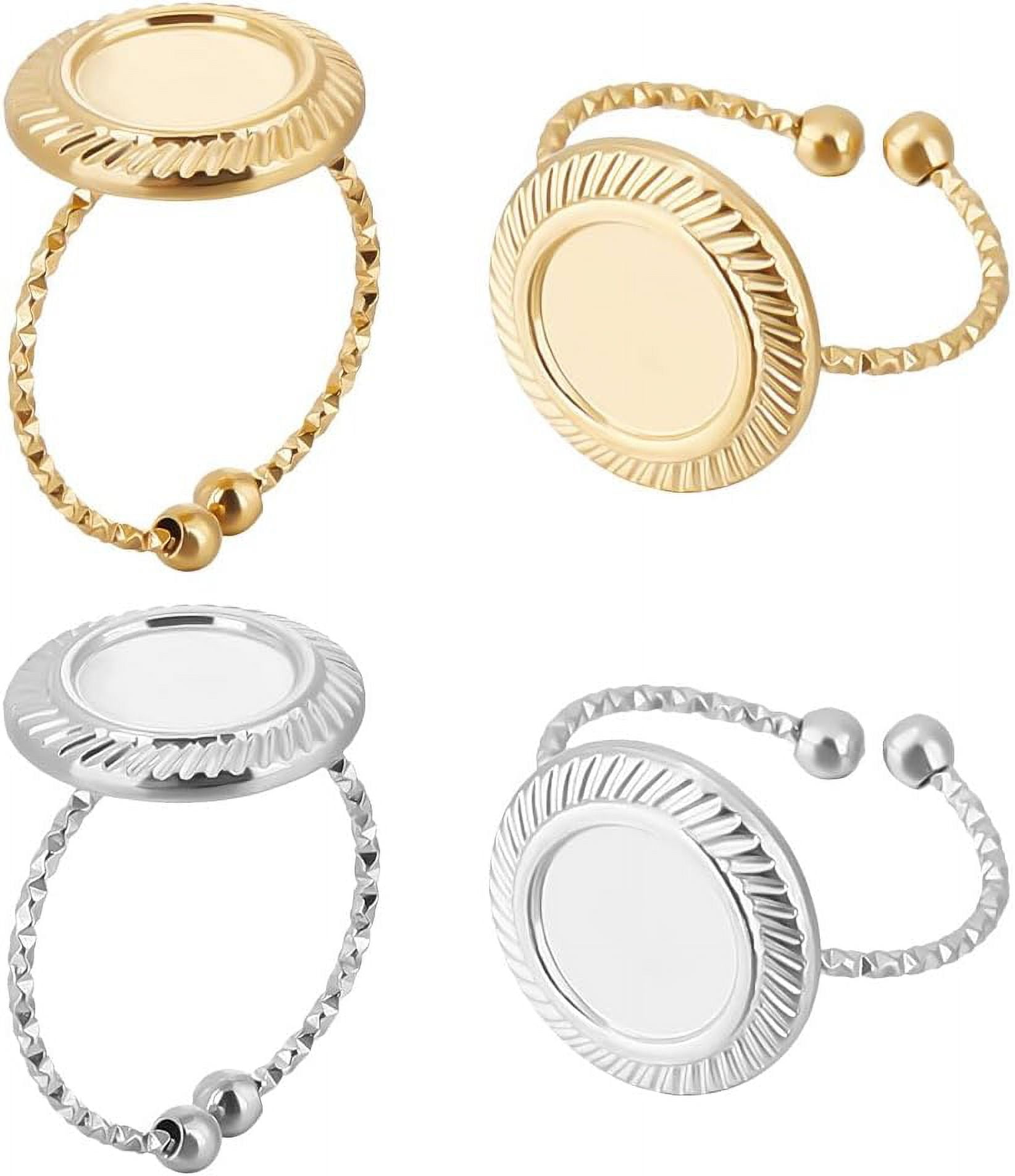 10Pcs 2 Colors 304 Stainless Steel Open Cuff Ring Component DIY Blank ...