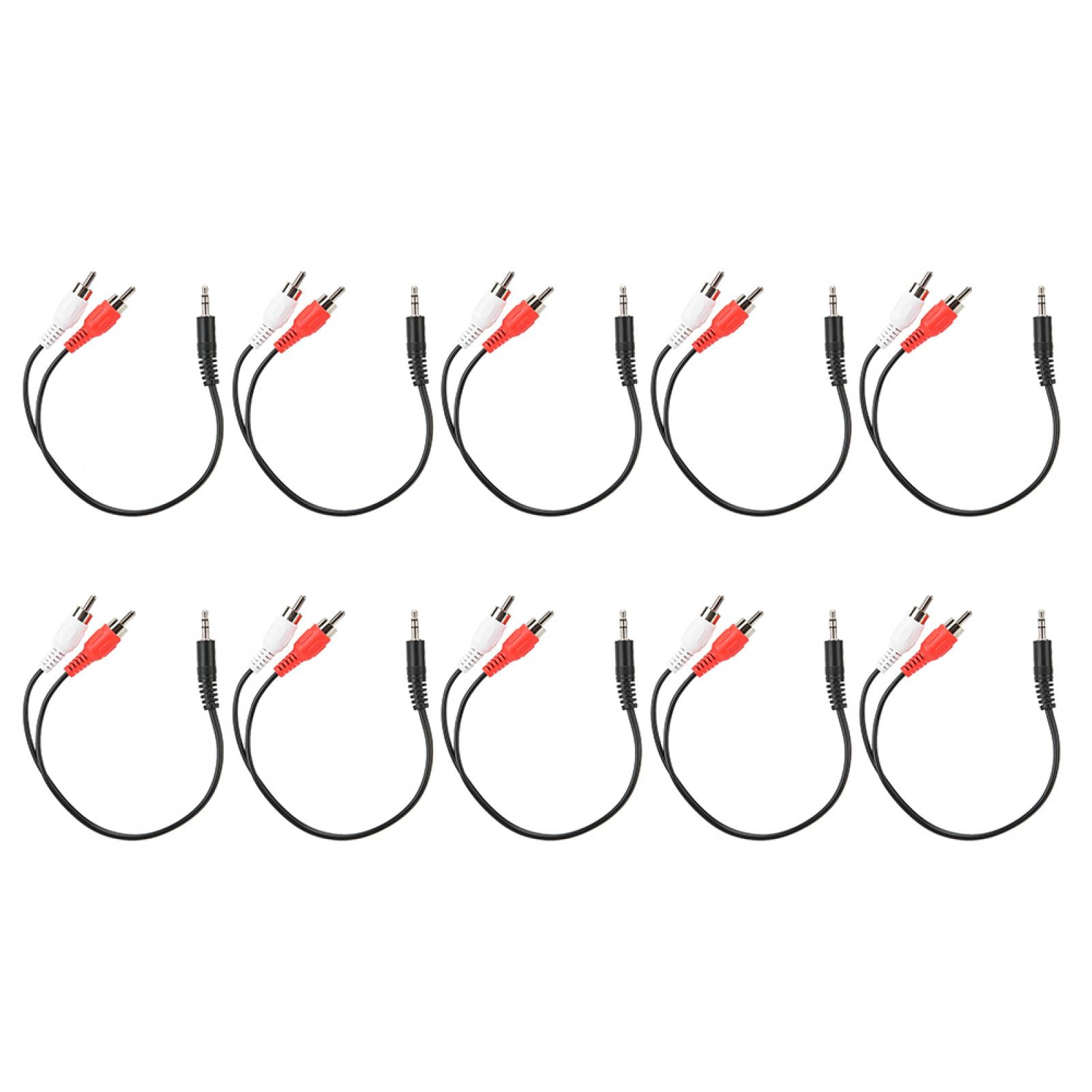 10Pcs 2 In 1 3.5mm Male to Double for RCA Male Cable Audio Adapter Two ...
