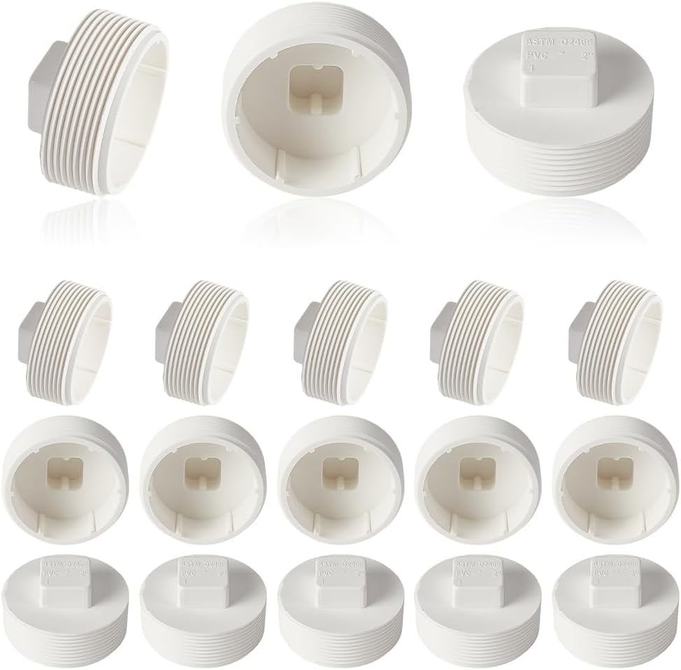 10Pcs 2 Inch PVC Male Threaded Pipe End Cap SCH40 PVC Pipe Male Thread ...