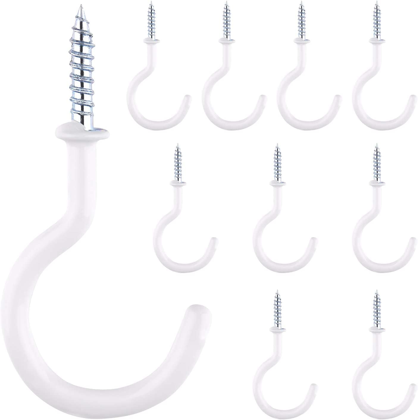 10Pcs 2 Inches Large Ceiling Hooks Heavy Duty Vinyl Coated Wall Hanging ...