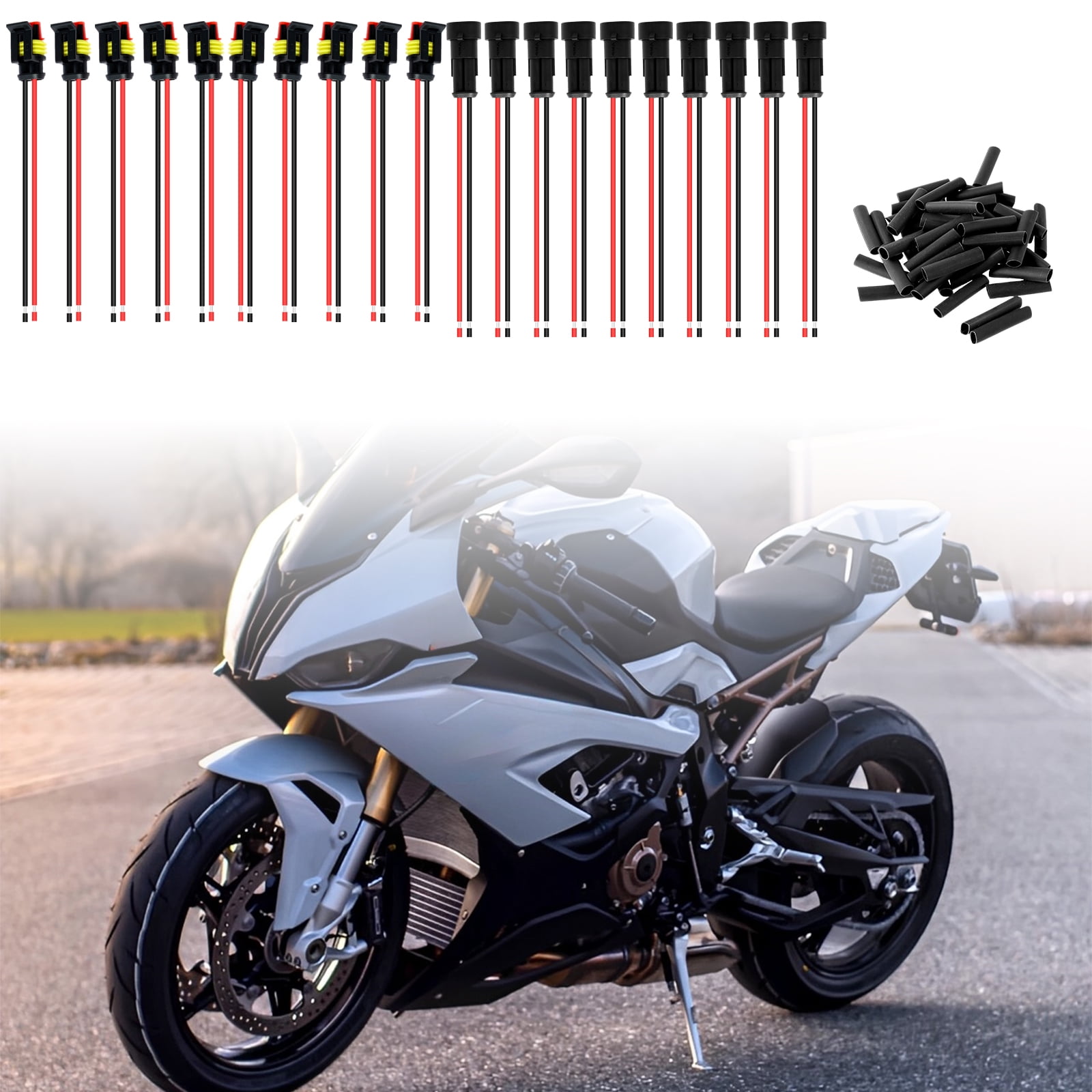 10Pcs 2 Pin Connector Waterproof 22-16 AWG Car Wire Connectors Eco ...