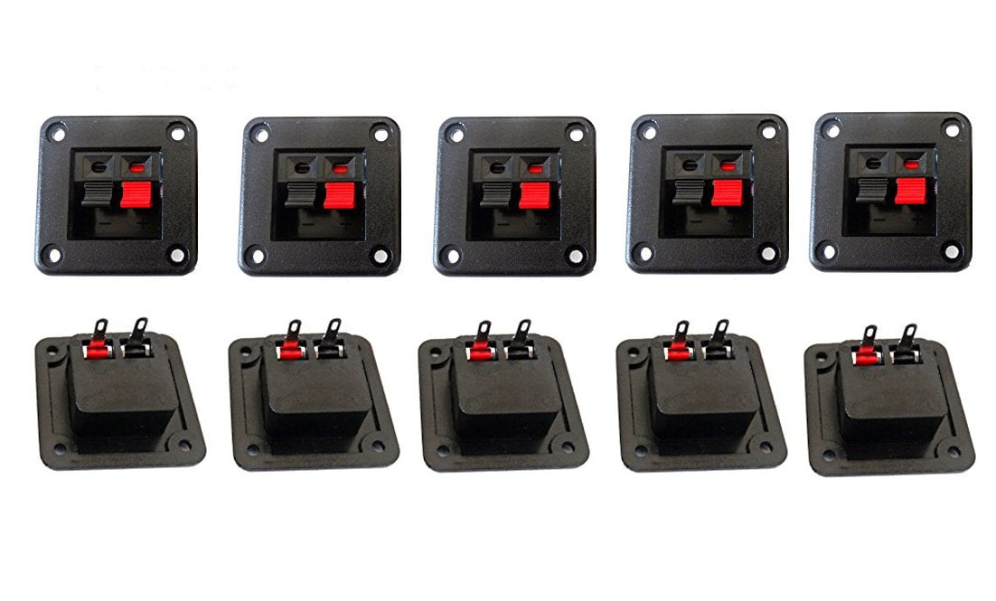 10Pcs 2 Position 2 Pins Square Spring Clip Speaker Terminal Block 1 Row ...