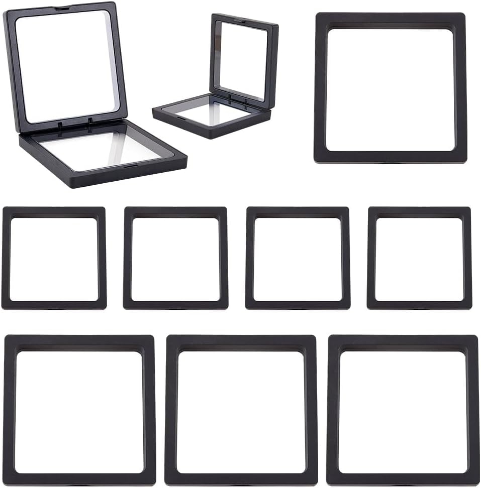 10Pcs 2 Sizes Black 3D Floating Frame Clear Floating Jewelry Display ...