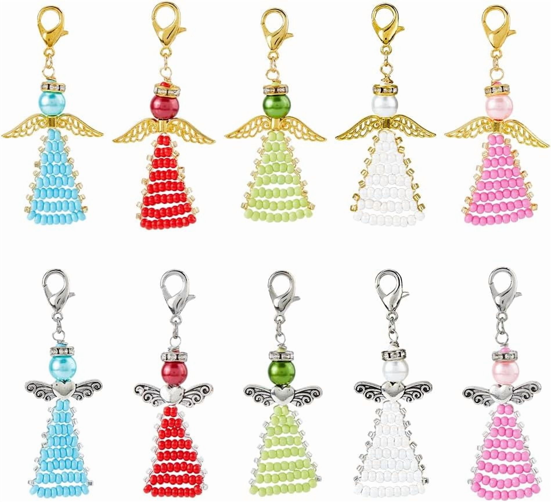 10Pcs 2 Styles Angel Bead Charms Angel Wing Dangle Charms Colorful ...