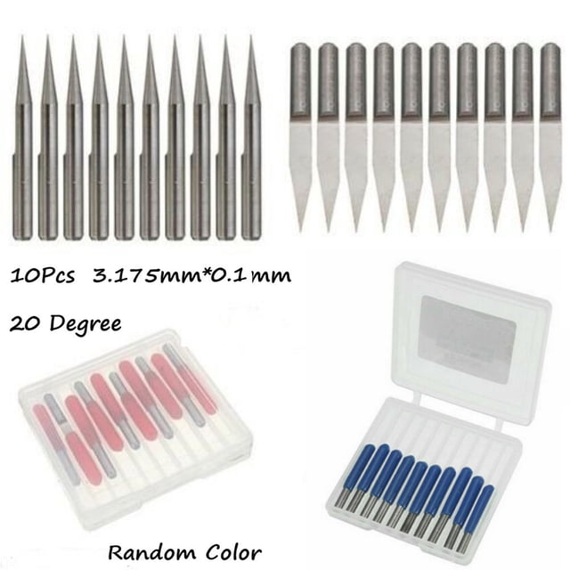 10Pcs 20 Degree 0.1mm Carbide PCB Engraving Bits CNC Router Tool 3 ...