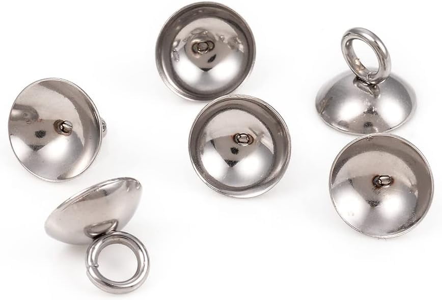 10Pcs 201 Stainless Steel Bead Cap Pendant Bails 7x8mm Round Metal ...