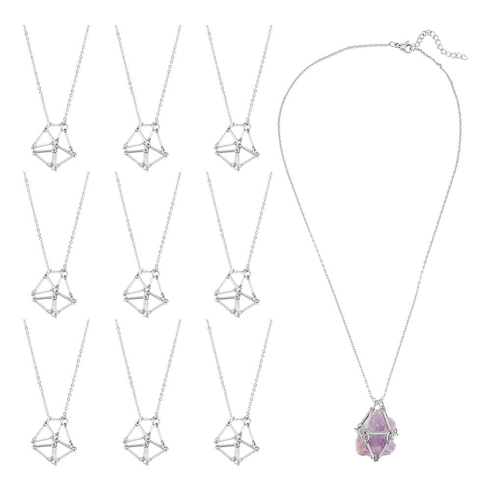 10Pcs 201 Stainless Steel Macrame Pouch Empty Stone Holder for Pendant ...