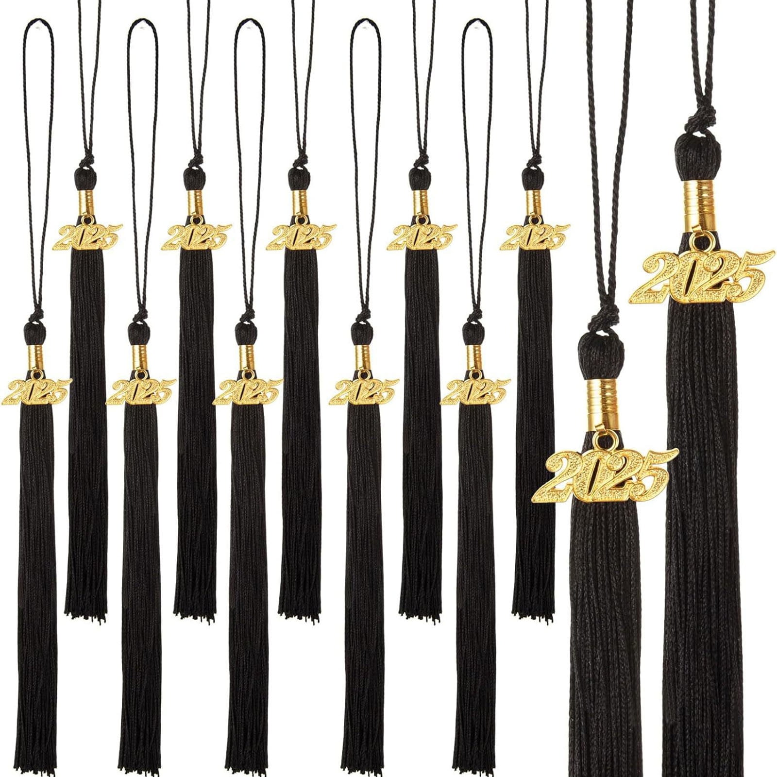 10Pcs 2025 Tassel Graduation Black And Gold Graduation Tassel For ...