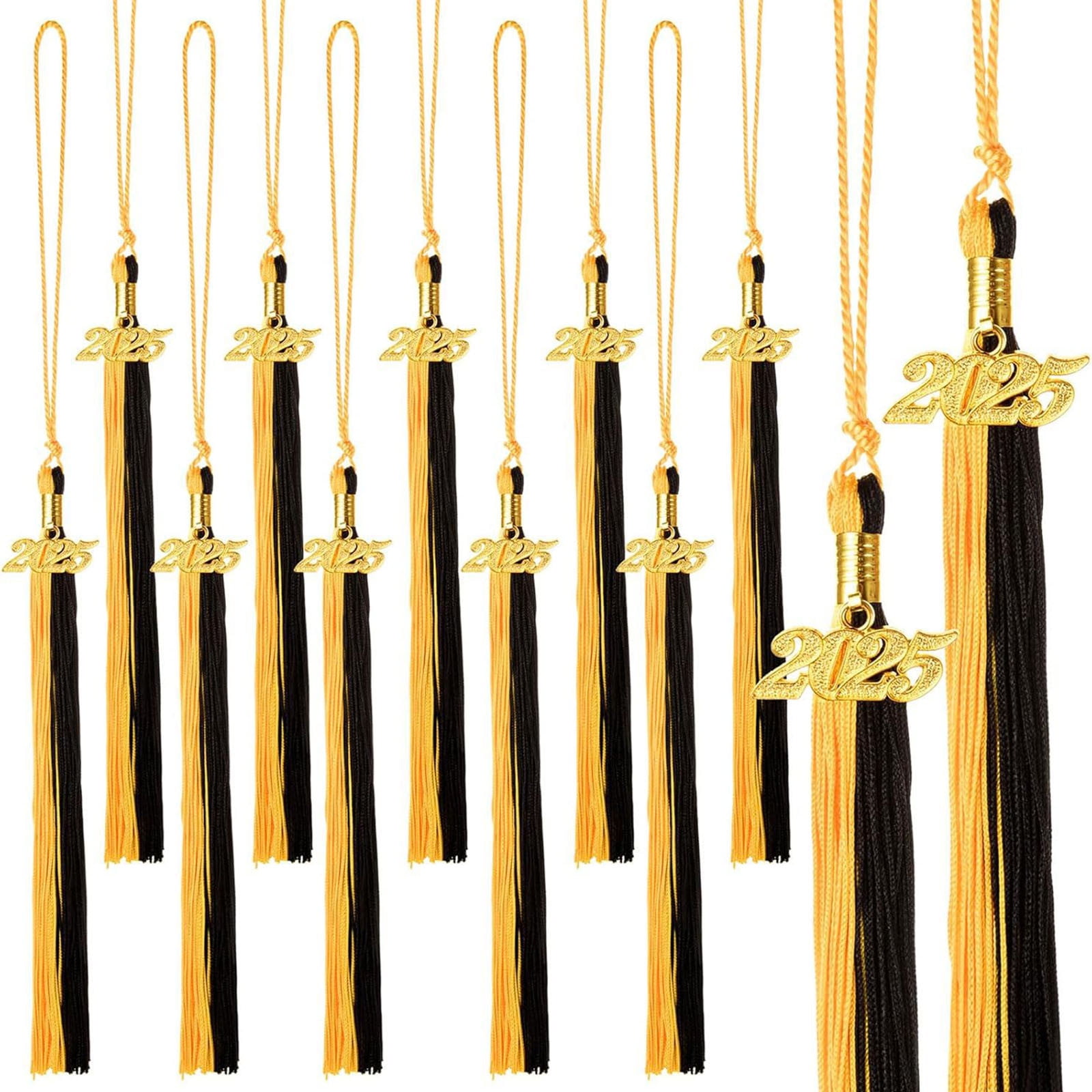 10Pcs 2025 Tassel Graduation Black And Gold Graduation Tassel For ...