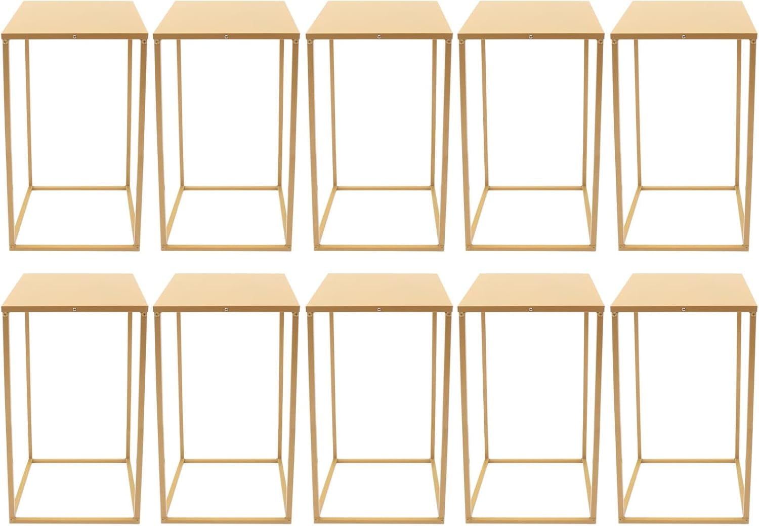 10Pcs 23.6inch Rectangle Vases Wedding Centerpieces for Tables Geometric Metal Flower Stand Gold ...