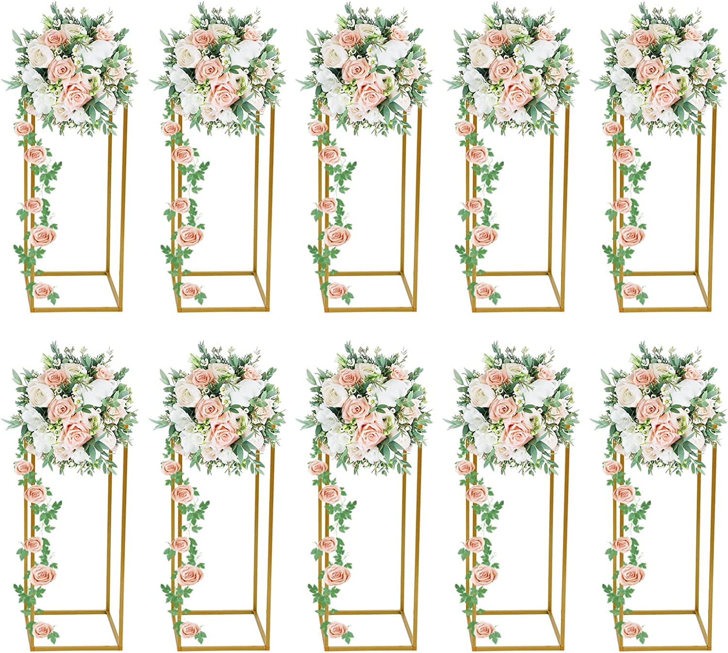 10Pcs 23" Gold Geometric Flower Stands for Wedding Decorations, Metal ...