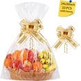 10Pcs 24×30 Inch Large Clear Cellophane Basket Bags with 10 Gold ...