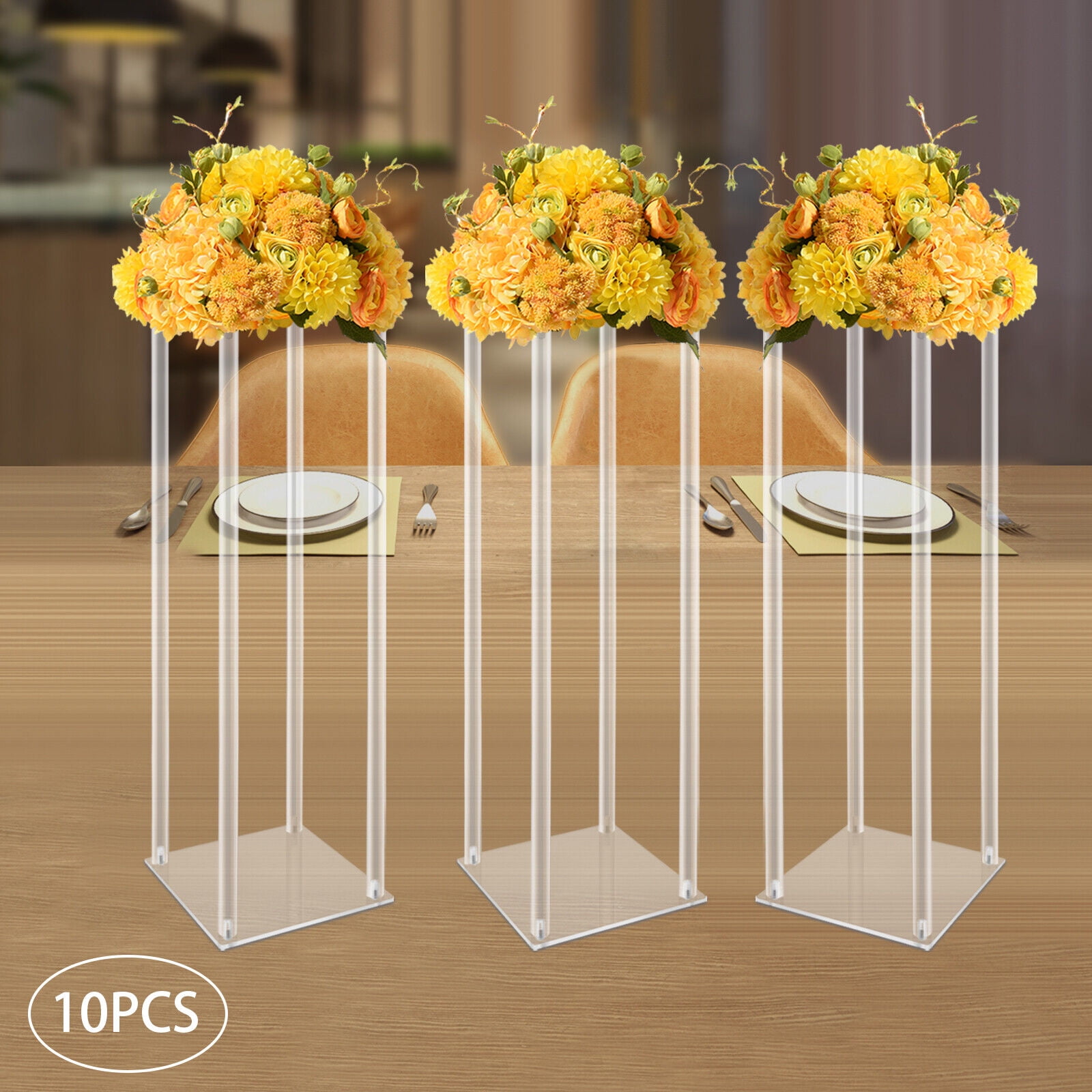 10Pcs 24inch Clear Acrylic Vases Column Flower Stand Party Wedding ...