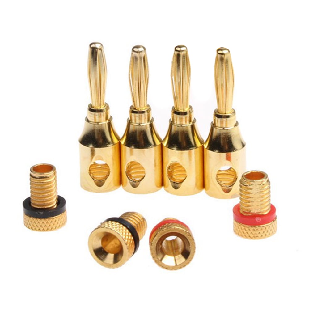10Pcs 24k Gold-Plated Speaker Plugs 4mm Banana Plug Musical Cable Wire ...