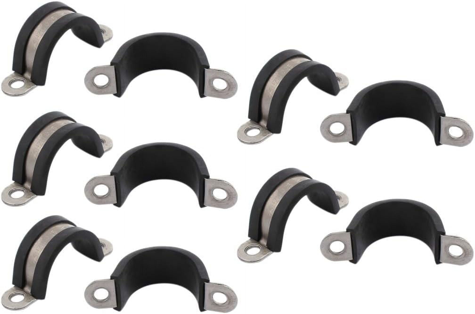 10Pcs 25mm Dia Rubber Lined U Shaped Stainless Steel Hose Pipe Clips ...