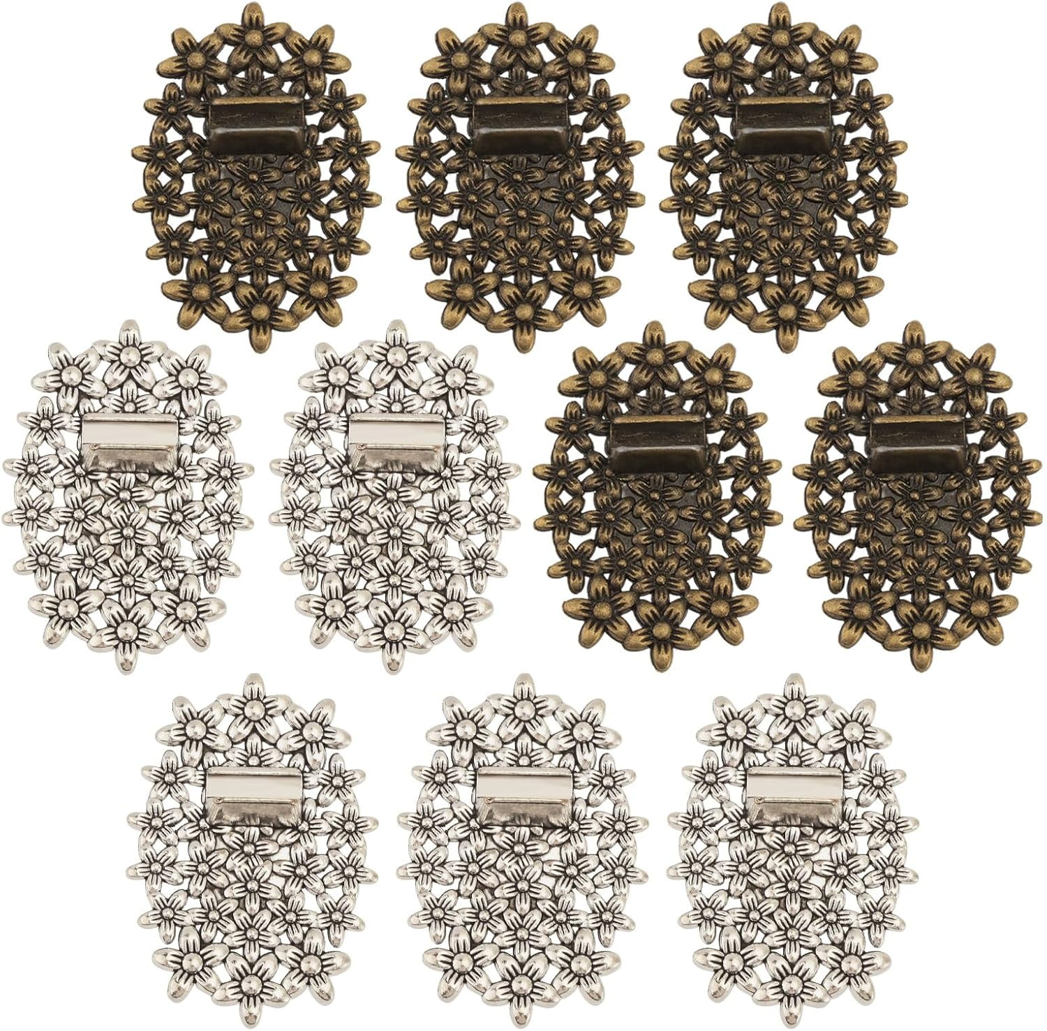 10Pcs 2Colors Oval Floral Alloy Display Base Flower Display Easels ...