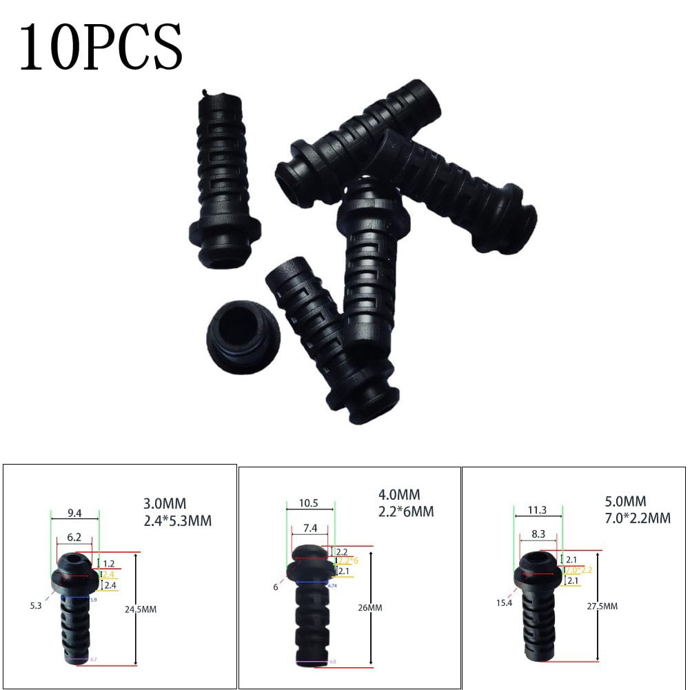 10Pcs 3/4/5Mm Cable Gland Connector Rubber Strain Relief Cord Boot Wire ...