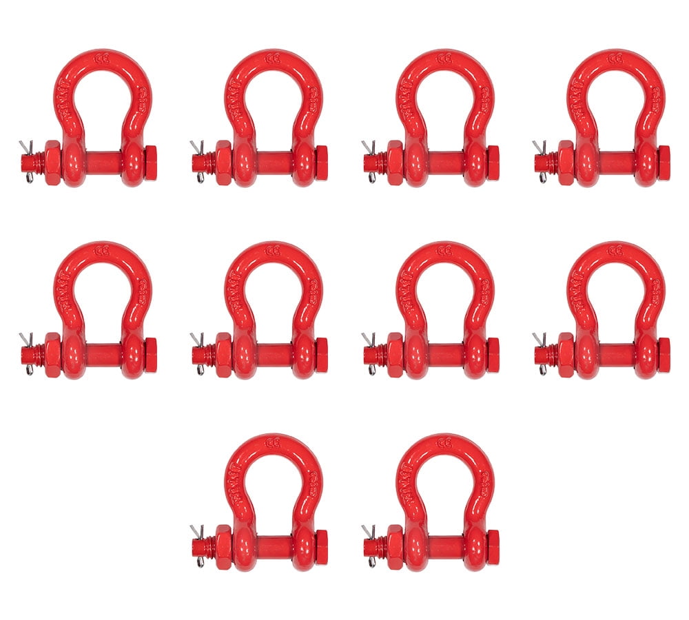 10Pcs 3/8" Anchor Shackle Forged Carbon Steel w/ Safety Screw Pin Load ...