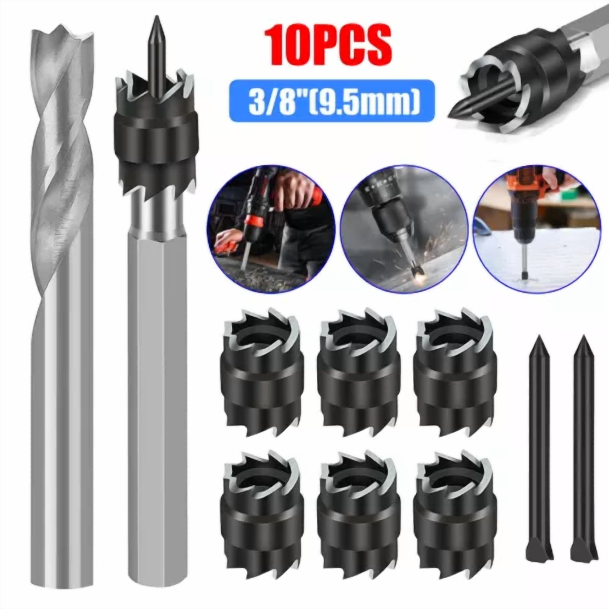 10Pcs 3/8" Double Sided Rotary Spot Weld Cutter Remover Drill Bits Cut ...