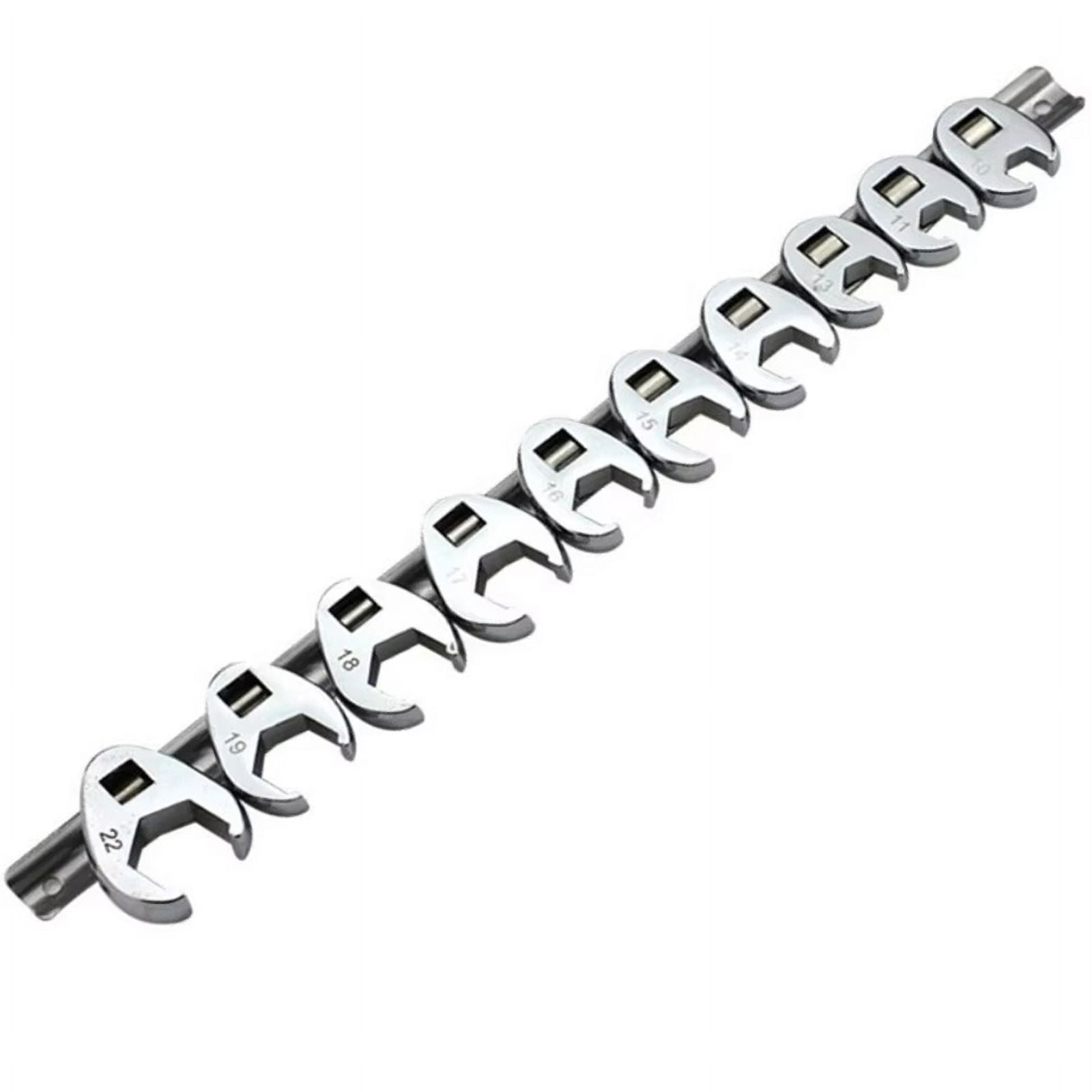 10Pcs 3/8Inch Drive Crowfoot Wrench 10 to 22mm Metric SAE Imperial ...