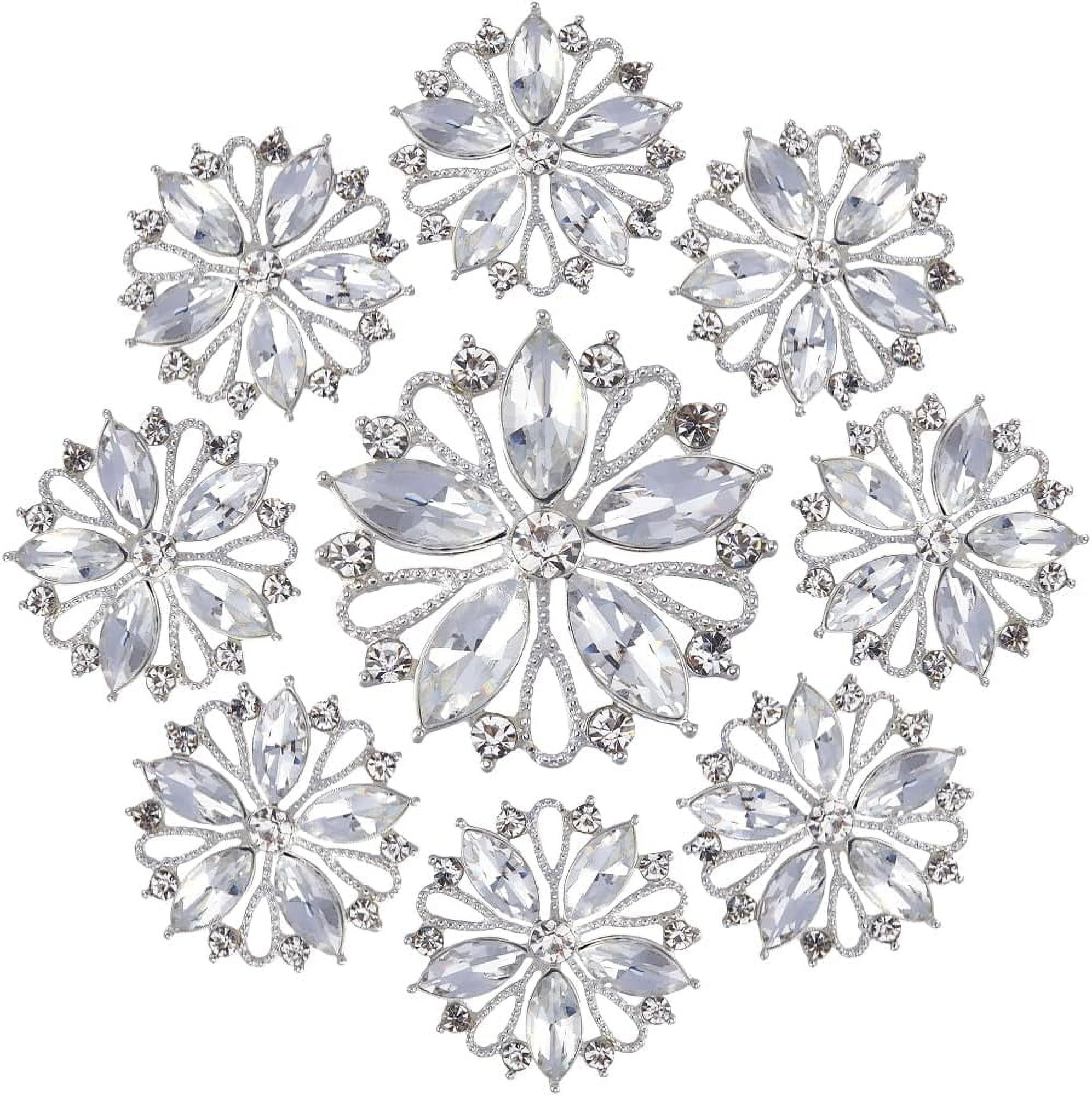 10Pcs 3-Hole Flower Rhinestone Buttons Crystal Metal Flower Rainbow ...