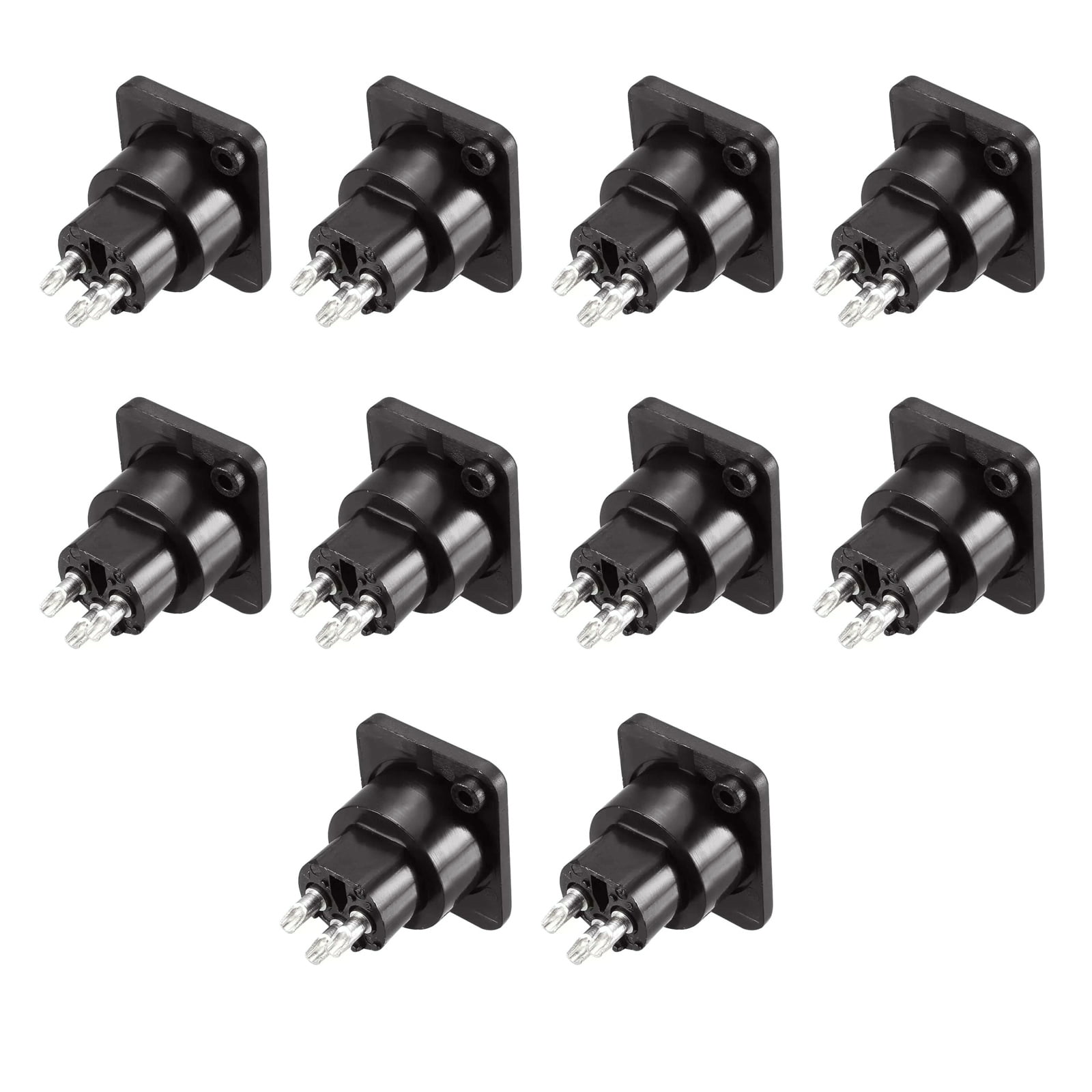10Pcs 3-Pin XLR Female Jack Panel Mount Microphone Connector Adapter ...