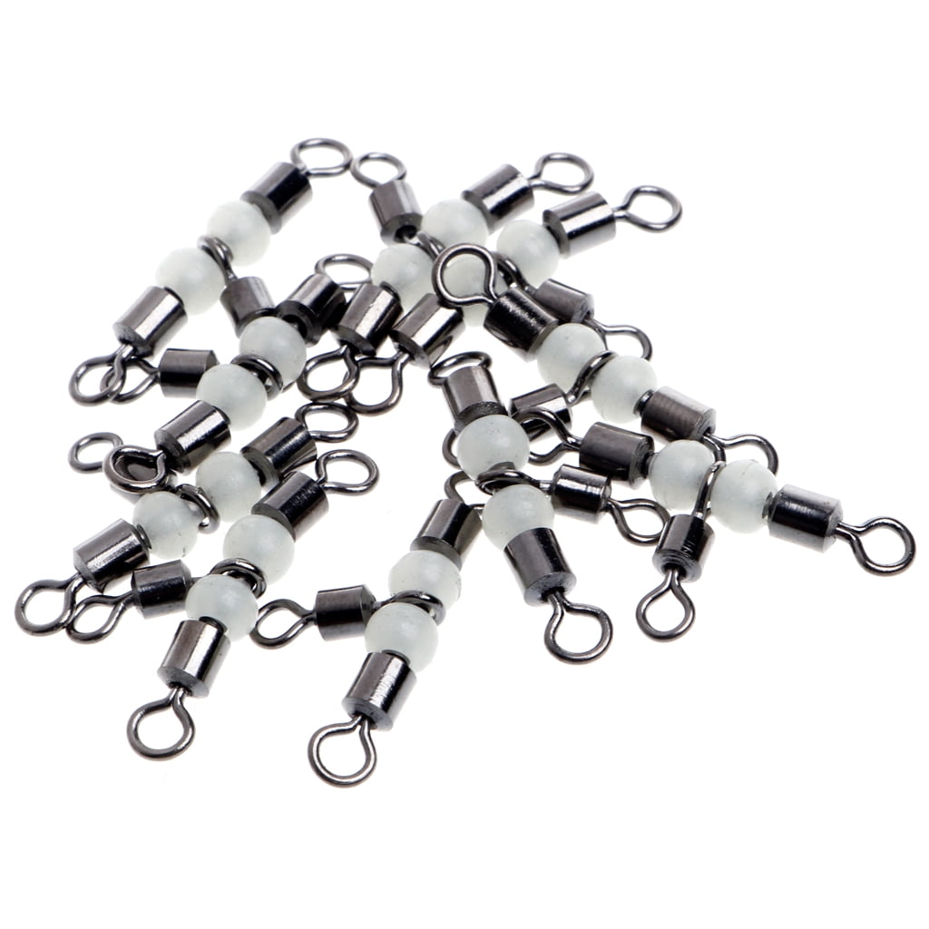 10Pcs 3 Way Triple Glow Luminous Beads Fishing Rolling Swivels Tackle ...