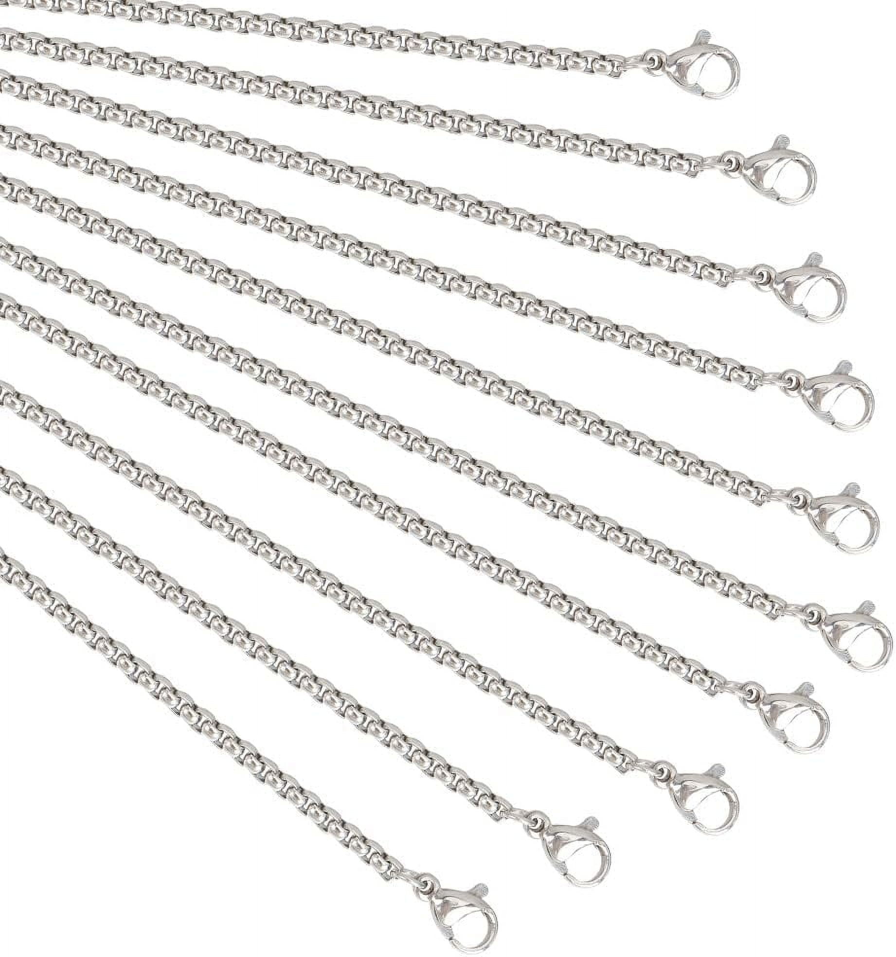 10Pcs 304 Stainless Steel Box Chain Necklaces Set for Men Women ...