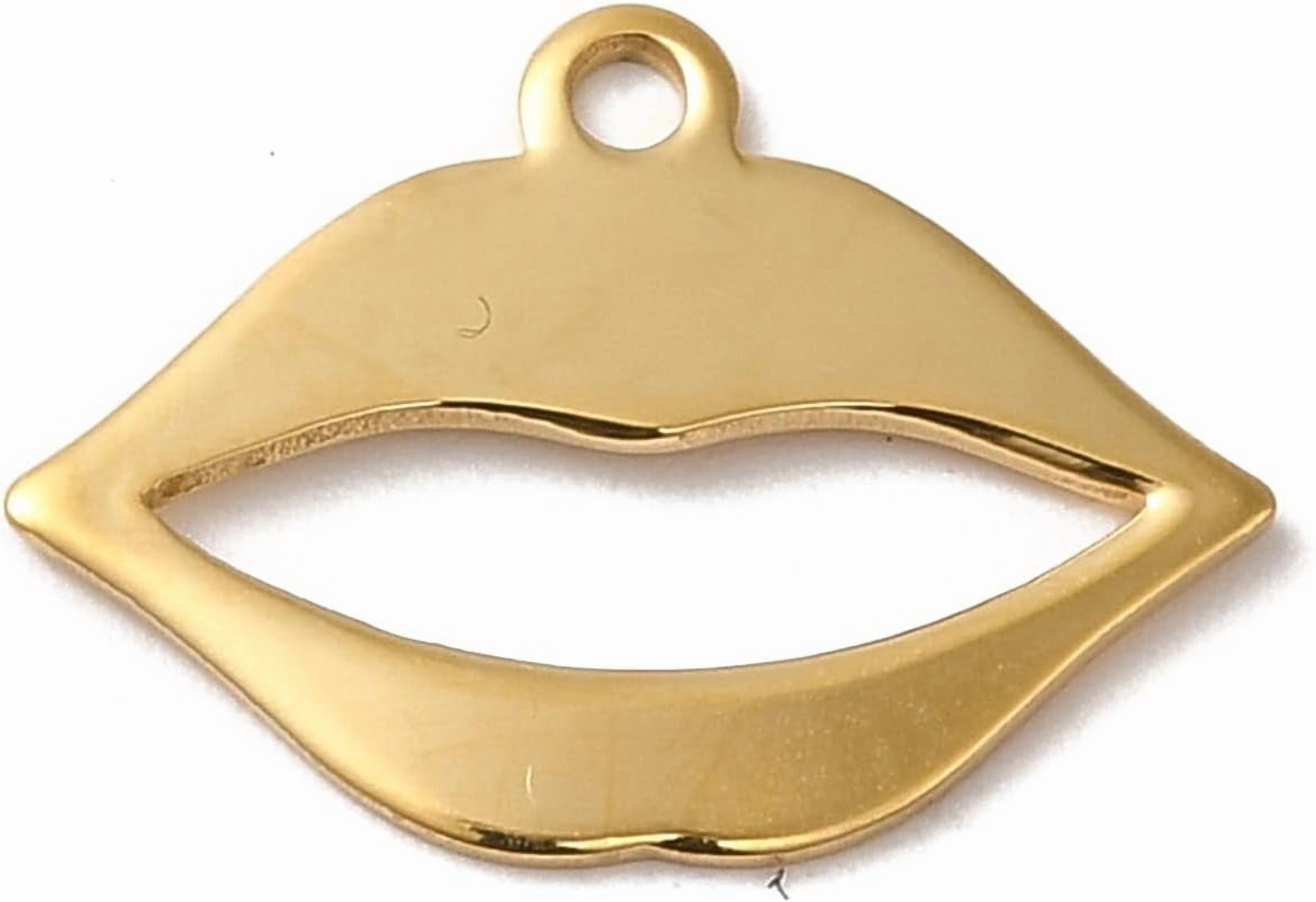 10Pcs 304 Stainless Steel Charms Lip Charm Real 14K Gold Plated Pendant ...