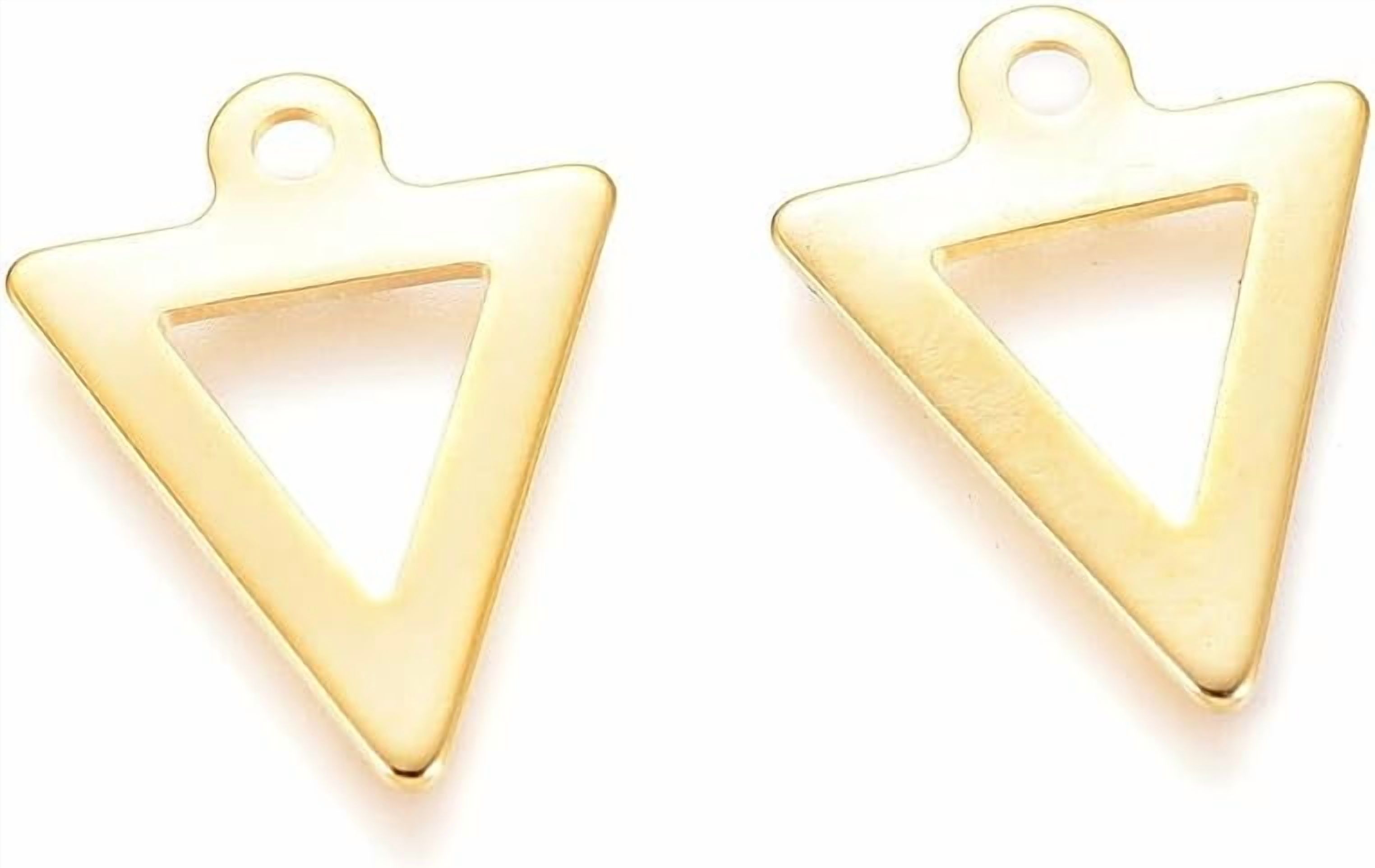10Pcs 304 Stainless Steel Charms Triangle Real 24K Gold Plated for ...