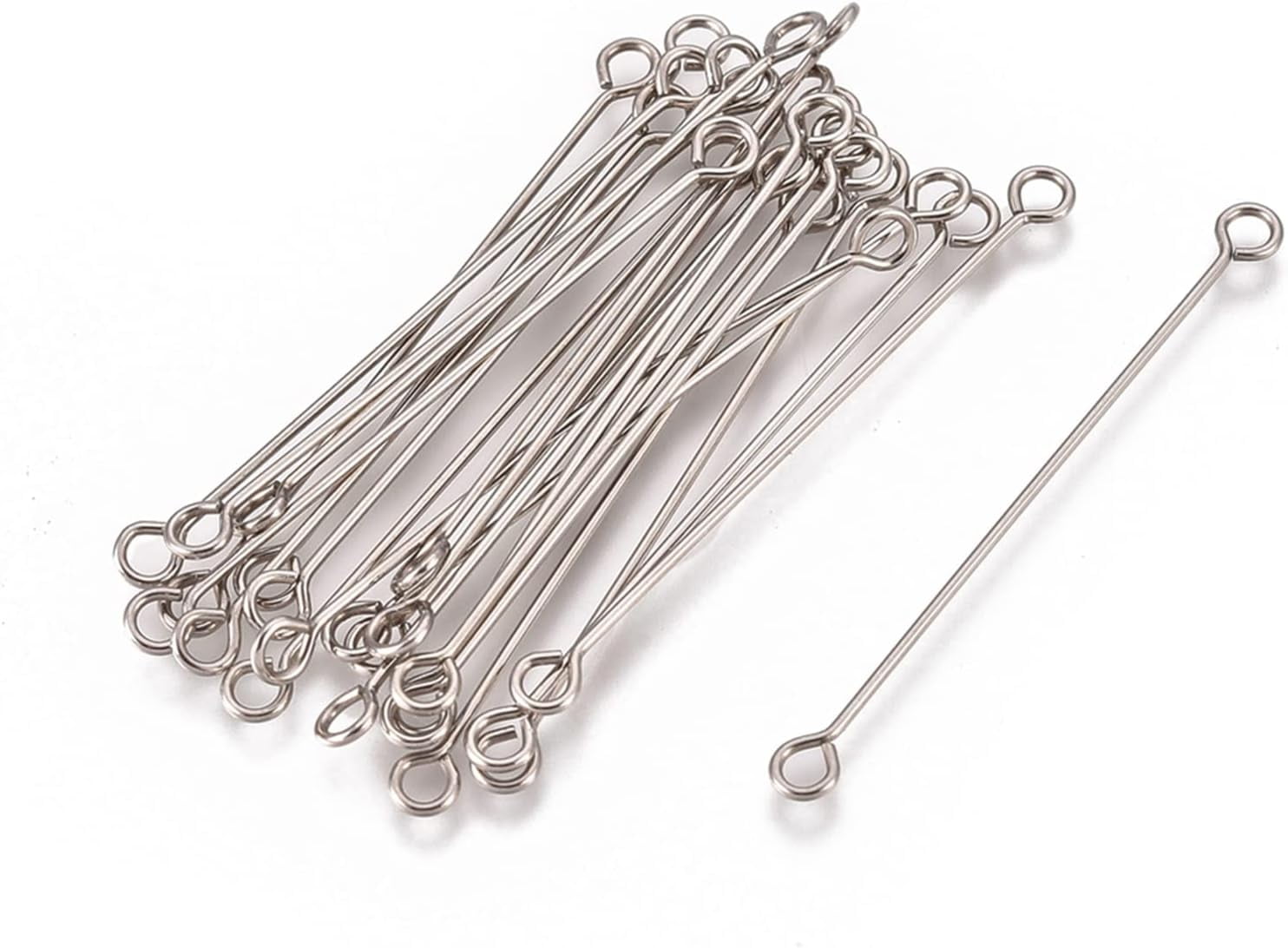 10Pcs 304 Stainless Steel Eye Pins Double Sided Eye Pins Stainless ...