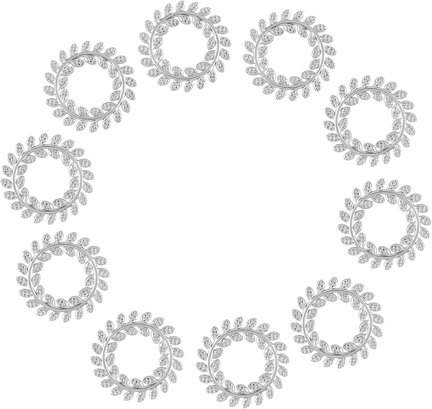 10Pcs 304 Stainless Steel Linking Rings Leaf Wreath Stainless Steel ...