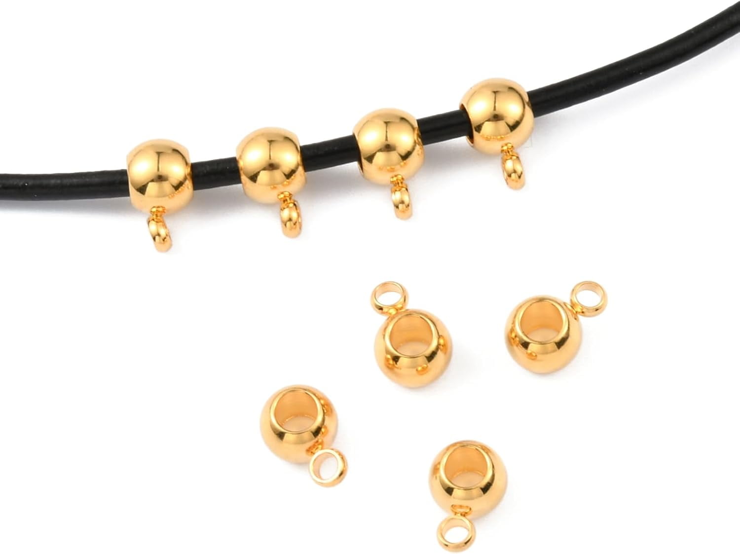 10Pcs 304 Stainless Steel Tube Bails Real 24K Gold Plated Loop Bails ...