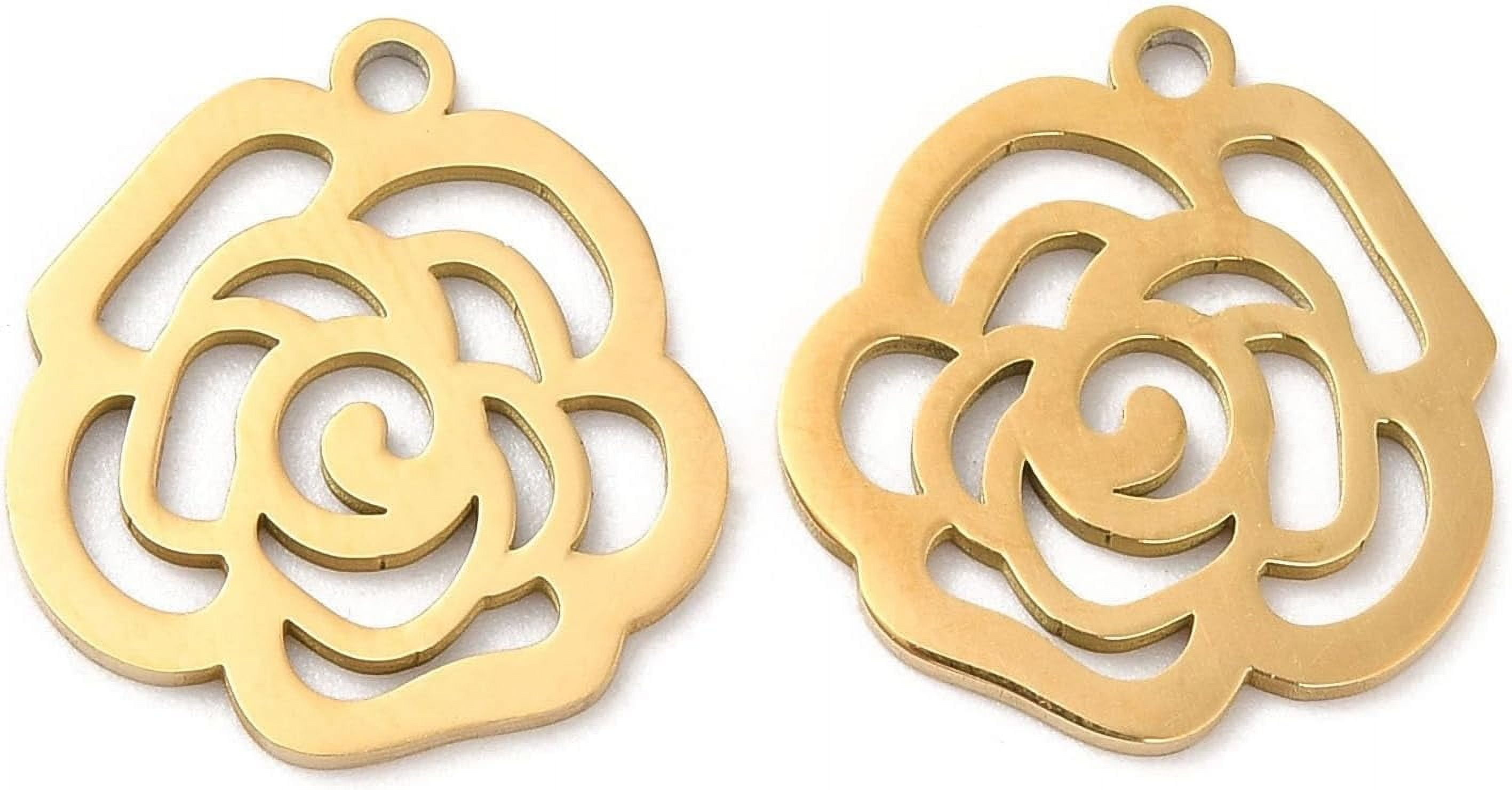 10Pcs 316L Surgical Stainless Steel Pendants Coherent Light Cut Rose ...