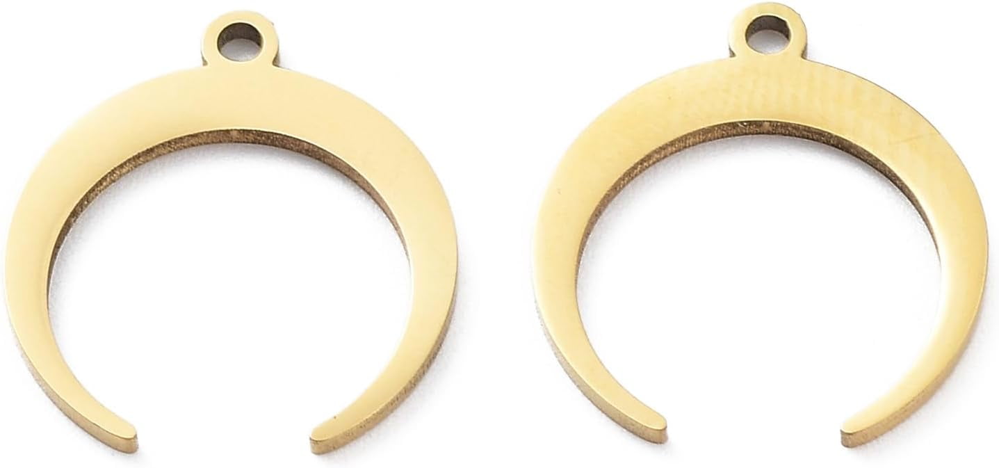 10Pcs 316L Surgical Stainless Steel Pendants Ion Plating(IP) Pendant Charm Real 18K Gold Plated ...