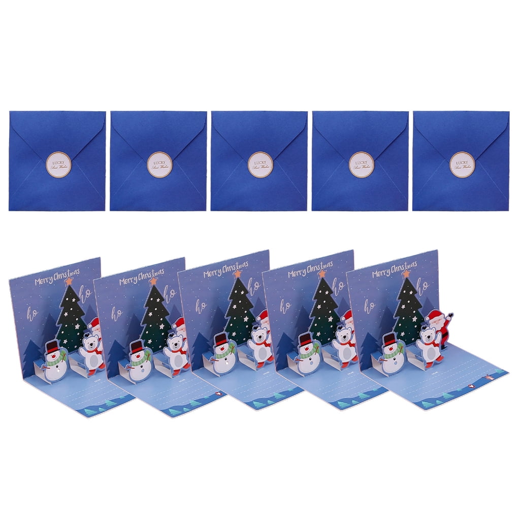 10Pcs 3D Christmas Greeting Cards Holiday Cards with Envelope and Seal ...