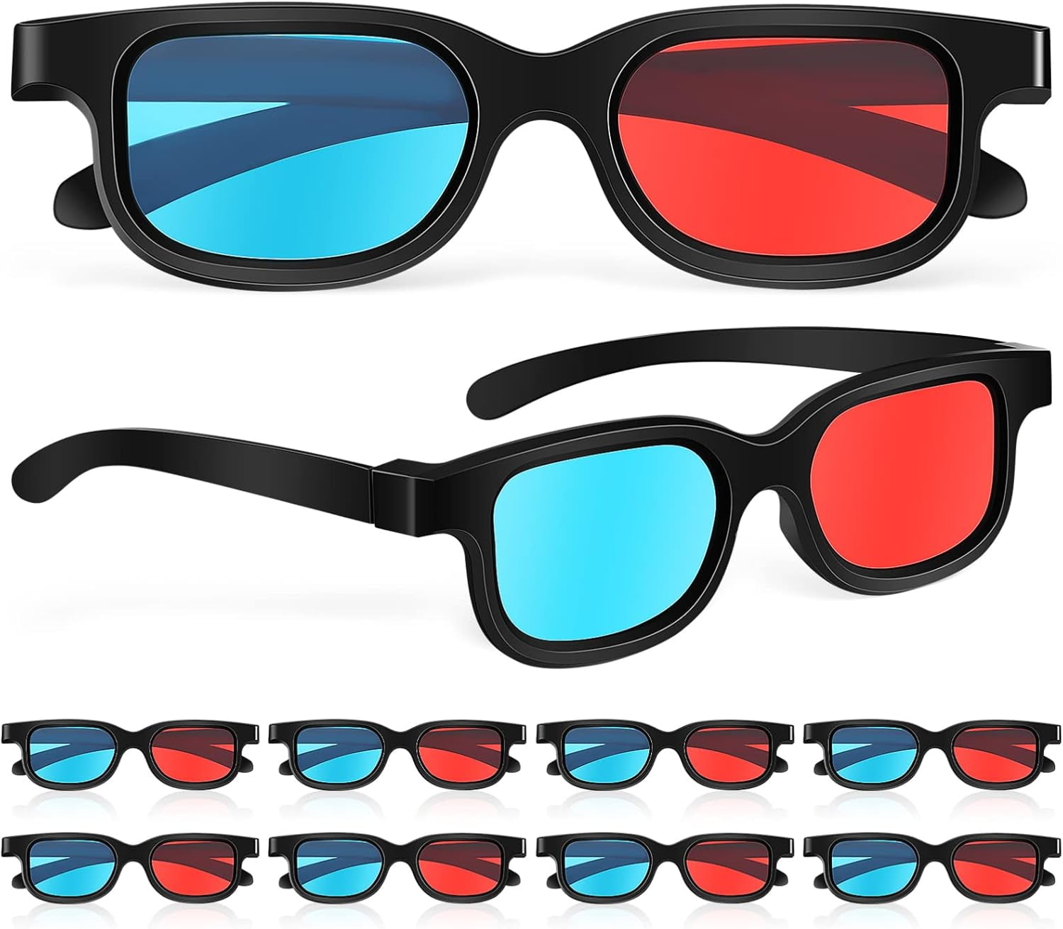 10Pcs 3D Glasses for Movies, Red Blue Viewing Anaglyph Stereoscopic ...