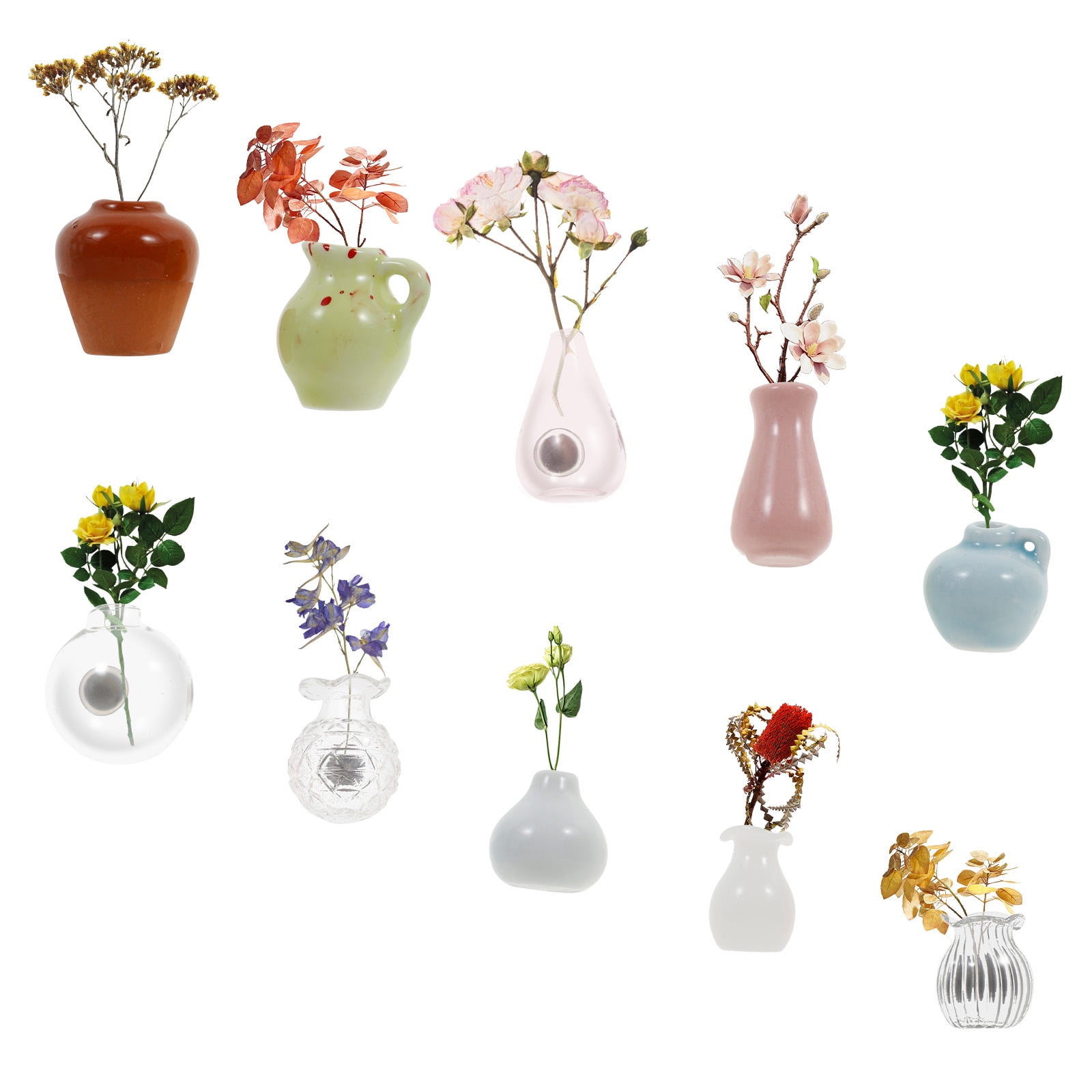 10Pcs 3D Mini Vase Magnets Cute Tiny Ceramic Vase Magnet Charm Fridge ...