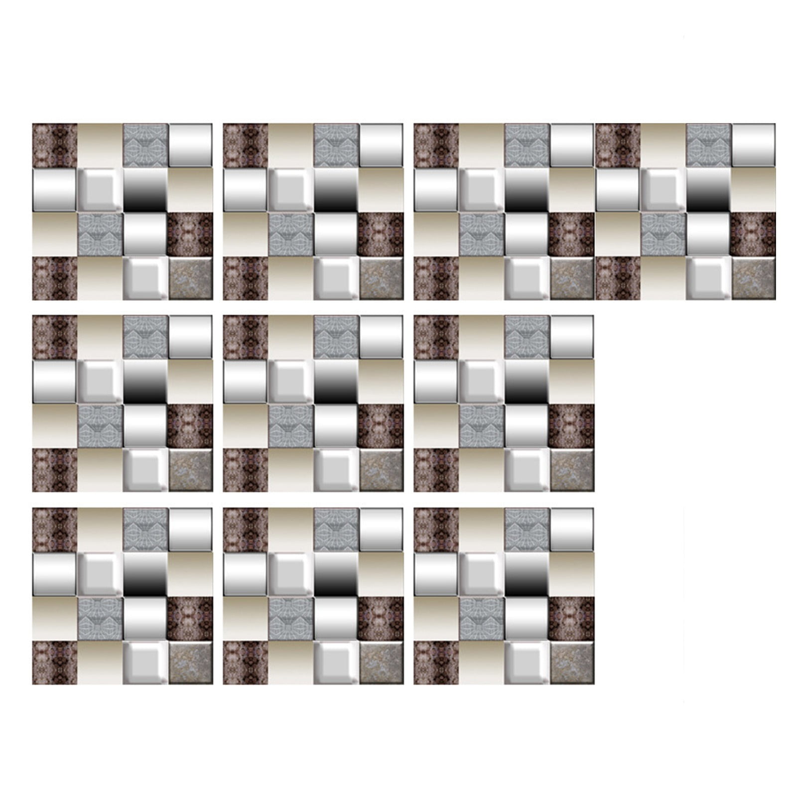 10Pcs 3D Tile Stickers, DIY Rhinestone Tiles, Colorful Metallic Wall ...