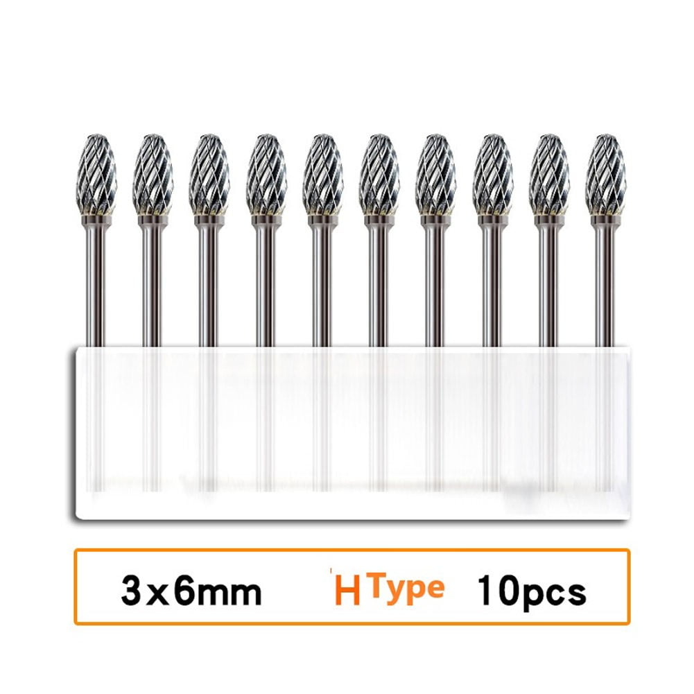 10Pcs 3Mm Shank Tungsten Carbide Burrs Rotary Drill Grinder Carving Bit ...
