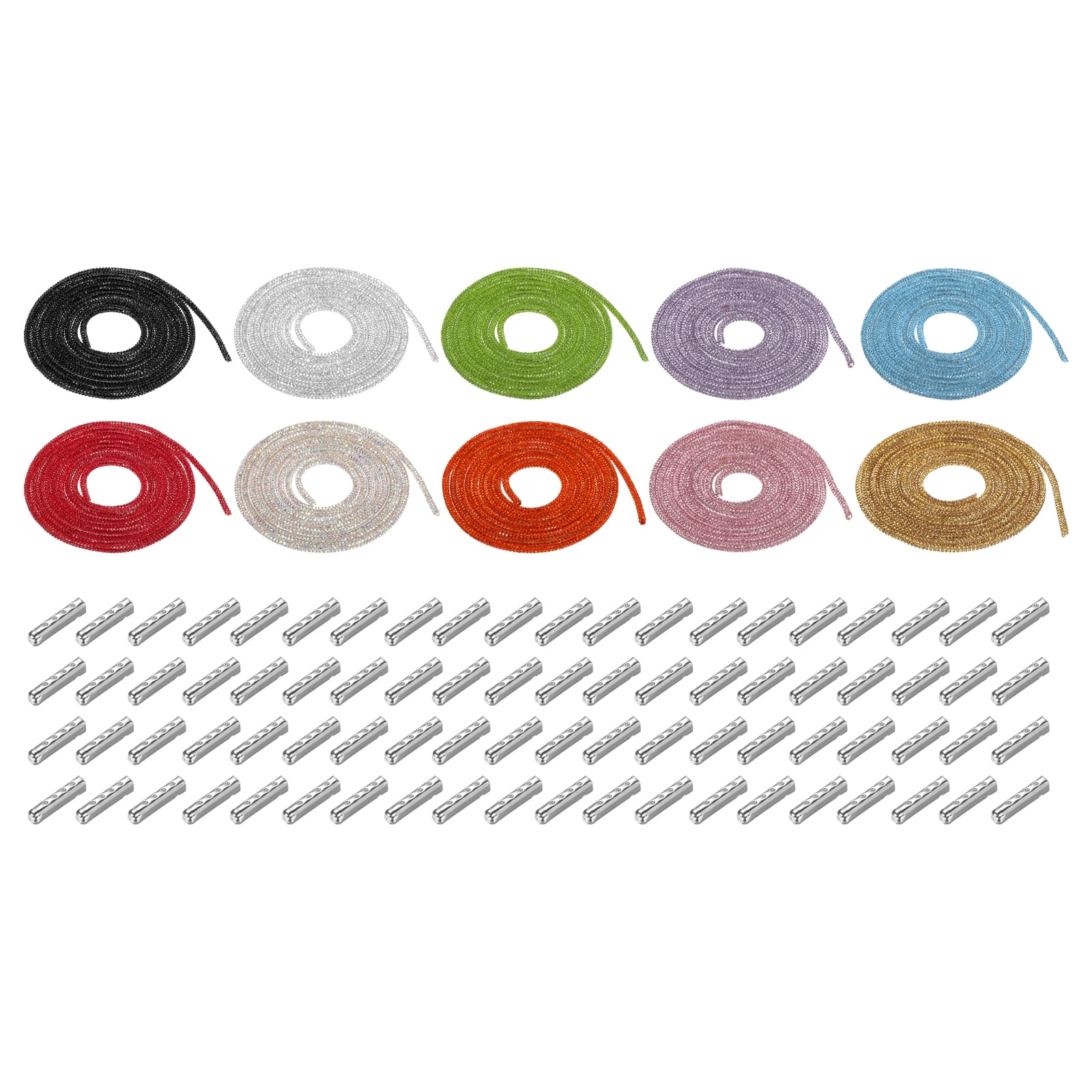 10Pcs 4mm x 2m Rhinestone Tube Rope Bling Crystal Rhinestone String ...