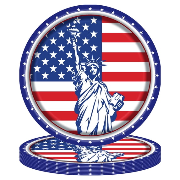 10Pcs 4th of July Paper Plates American Flag Patriotic Disposable Paper ...