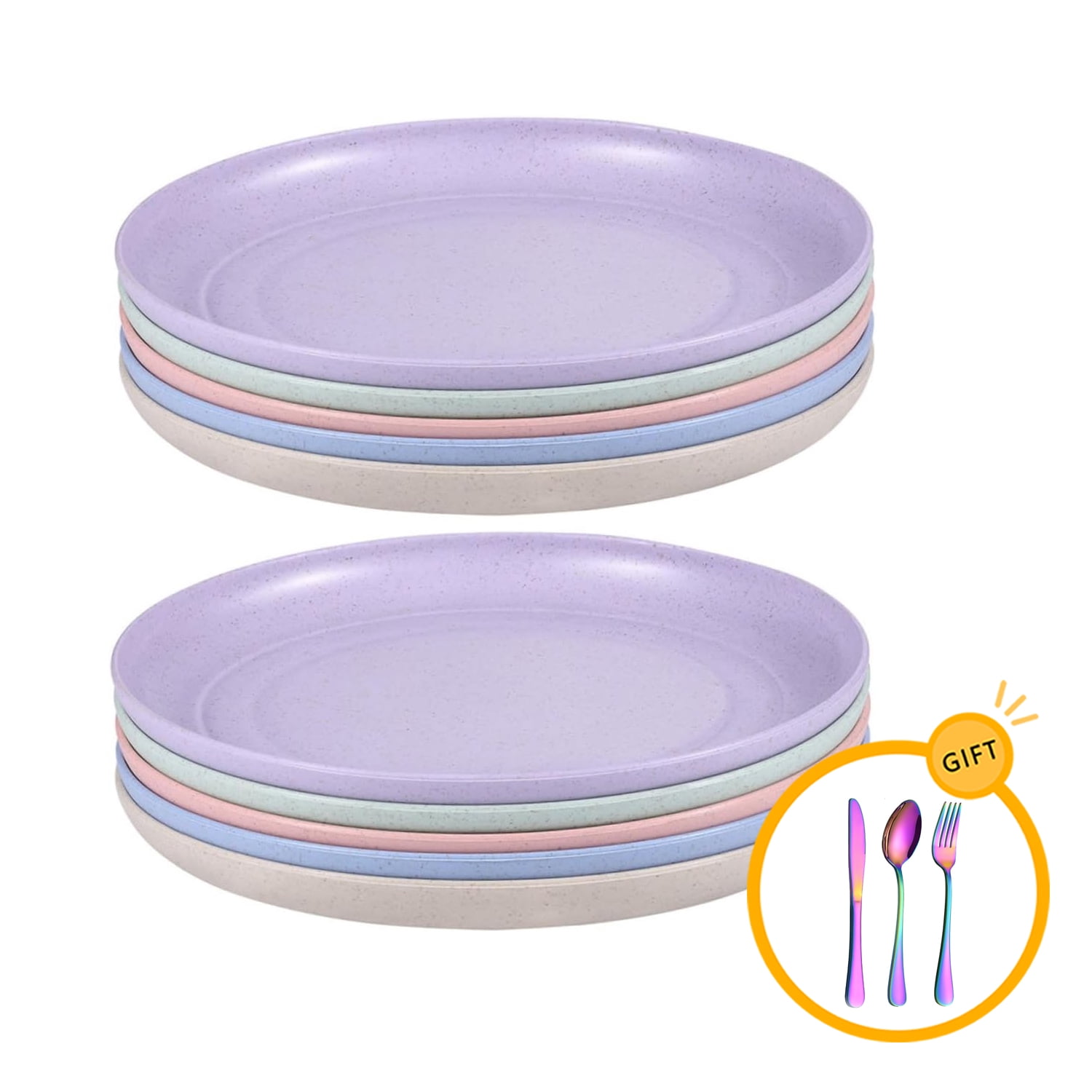 10Pcs 5.9in Unbreakable Wheat Straw Plates, Lightweight Plastic Plates ...