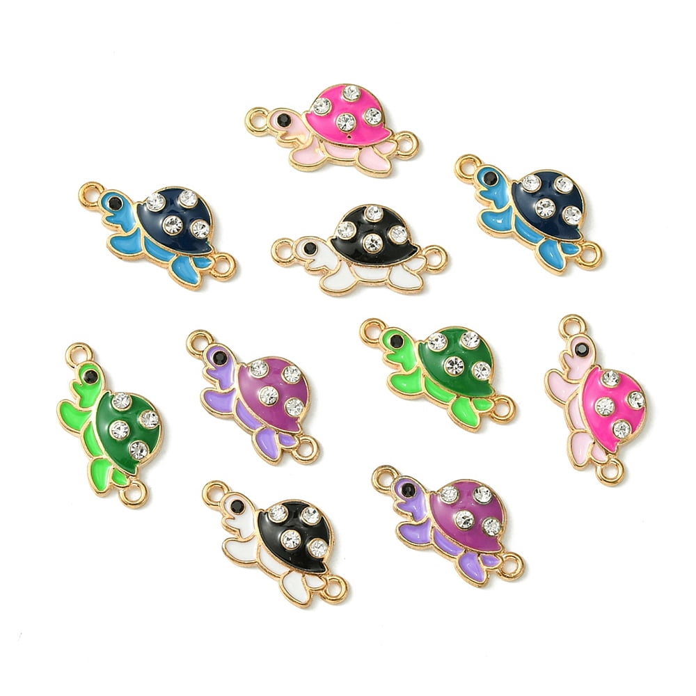 10Pcs 5 Colors Alloy Enamel Connector Charms Tortoise Links with ...