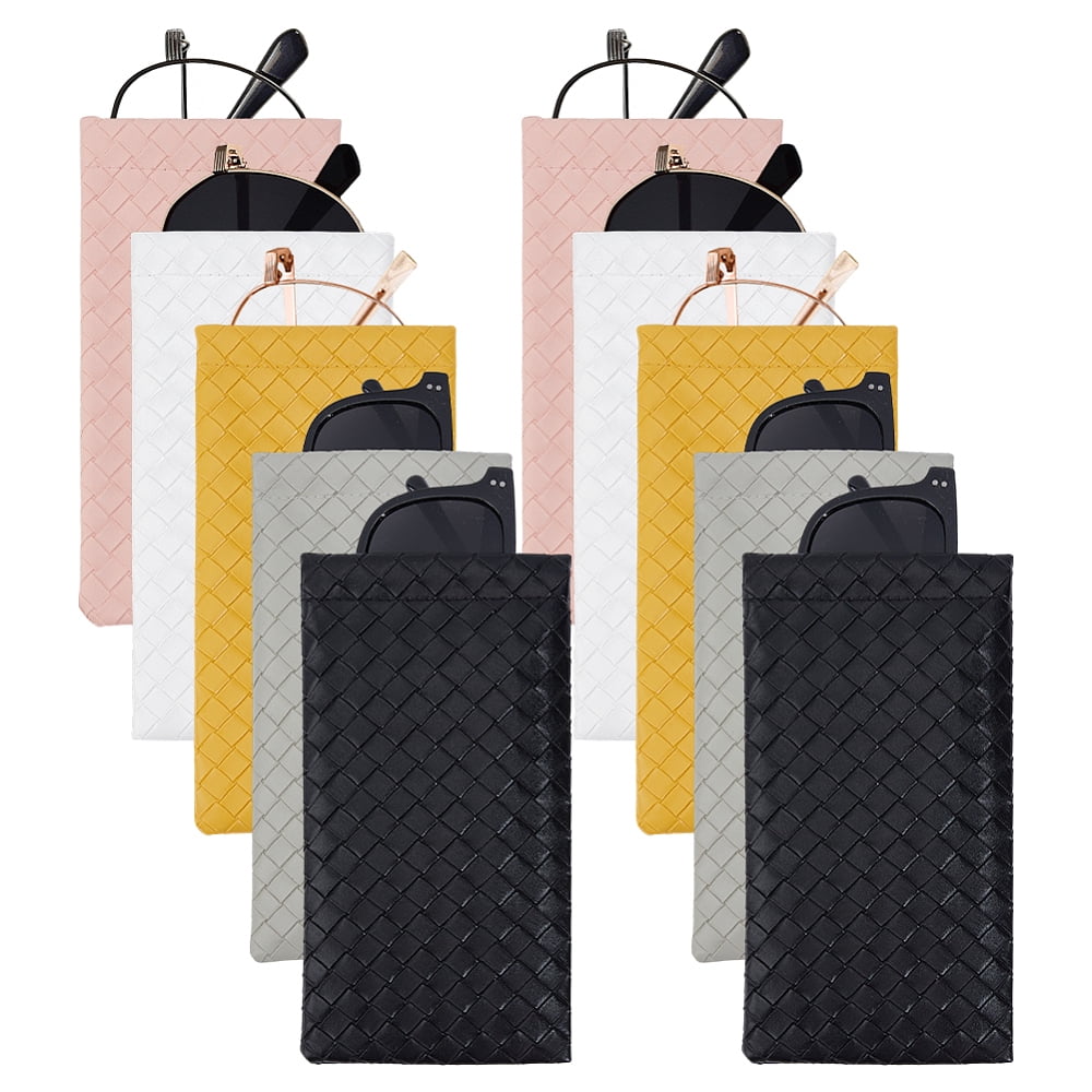 10Pcs 5 Colors Rectangle PU Leather Eyeglass Cases Sun Glasses ...